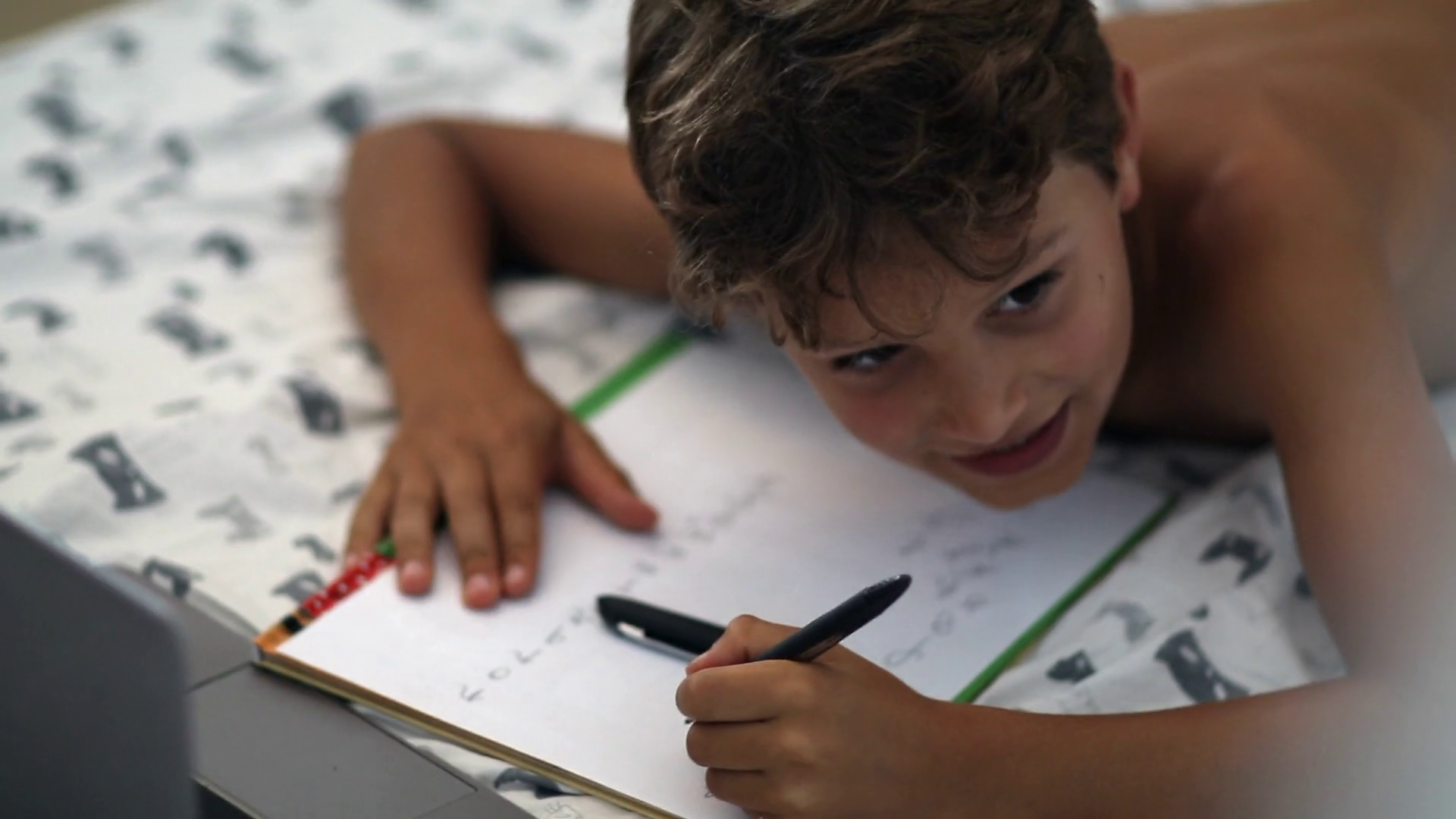 Happy Child Doing Homework Young Boy Taking Stock Footage SBV-348802063 ...