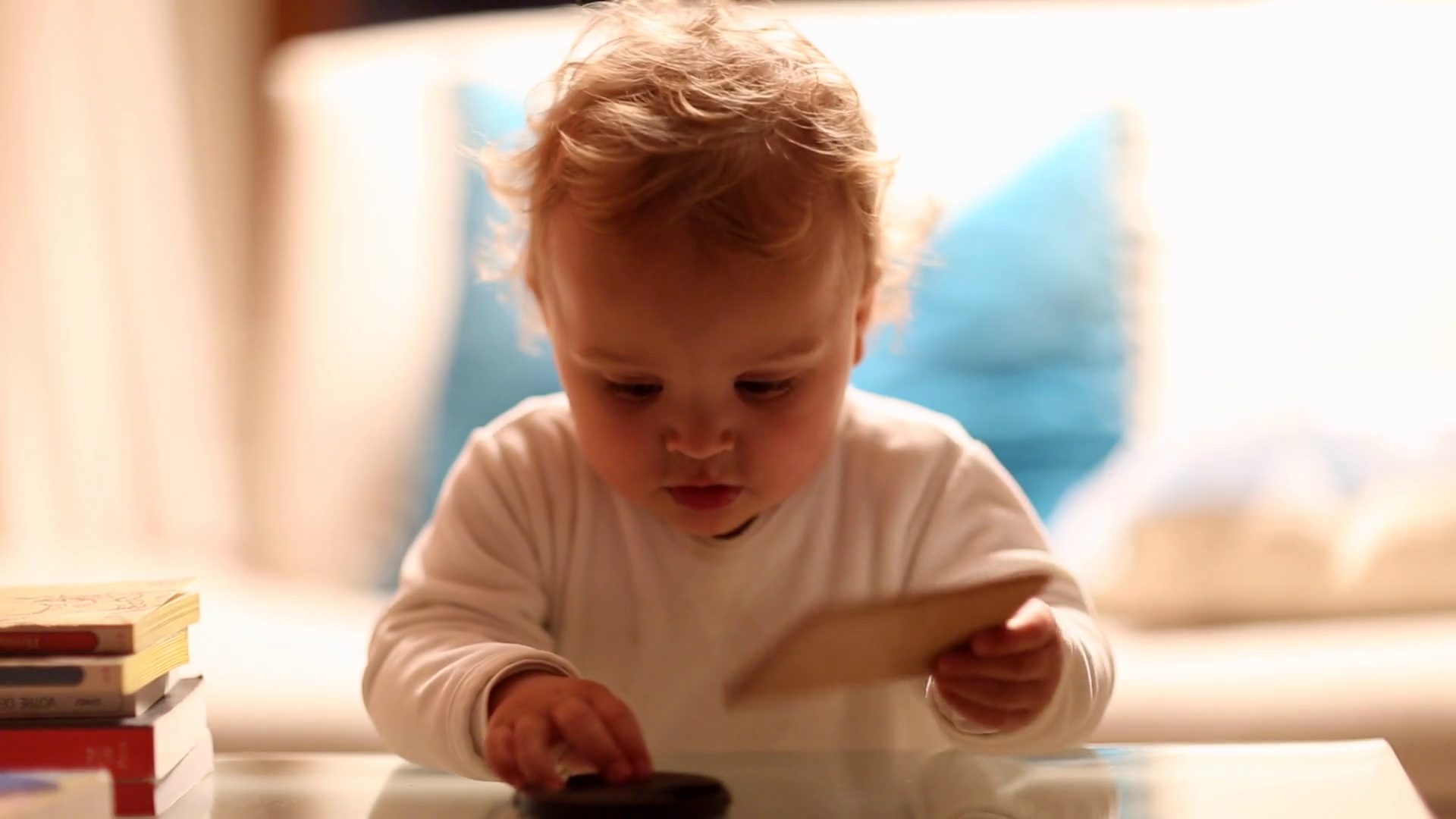 Happy Cute Baby Holding Objects Smiling Stock Footage SBV-348436871 ...