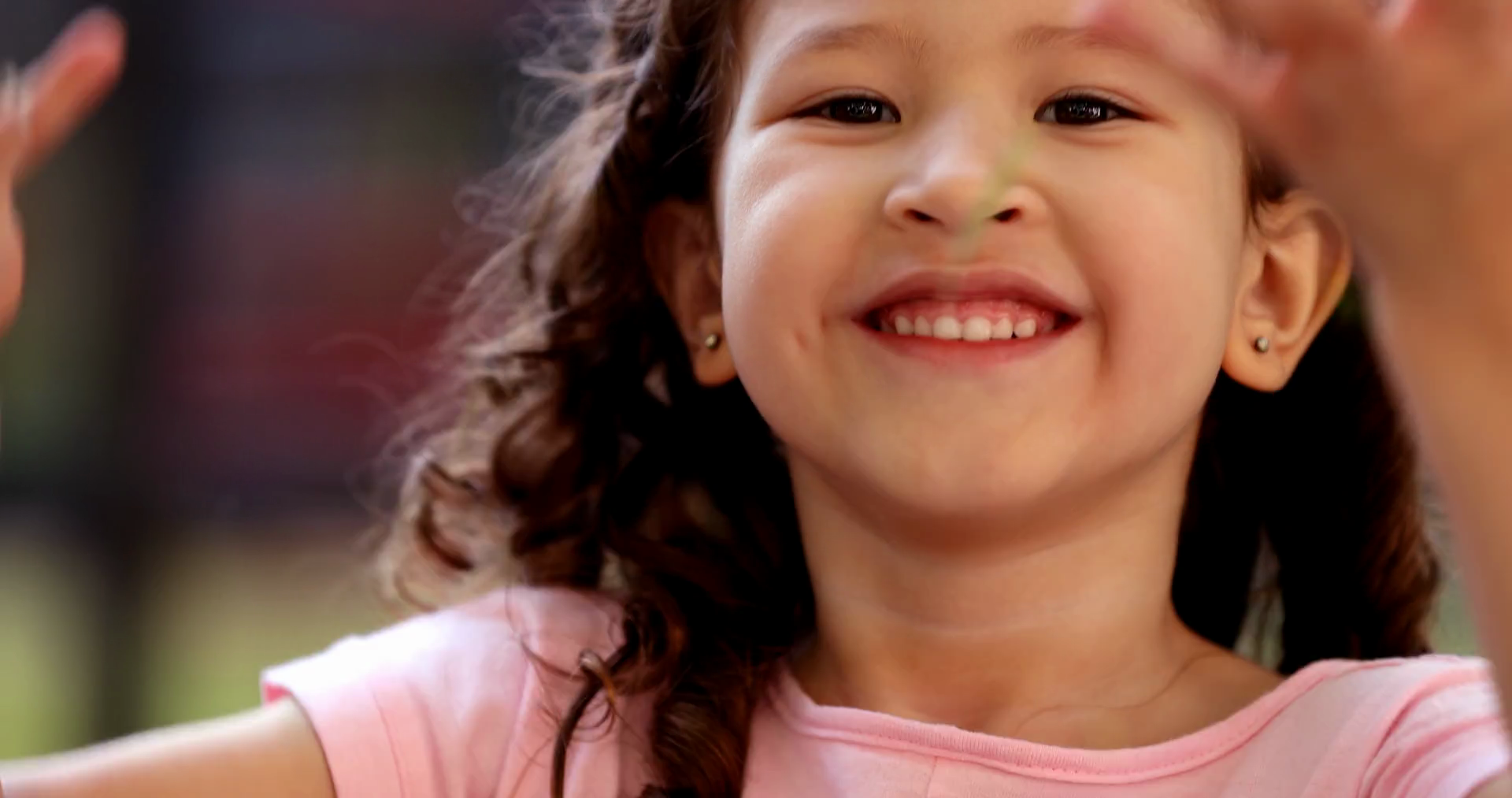 Happy Little Girl Child Smiling To Camera Stock Footage SBV-348657568 ...