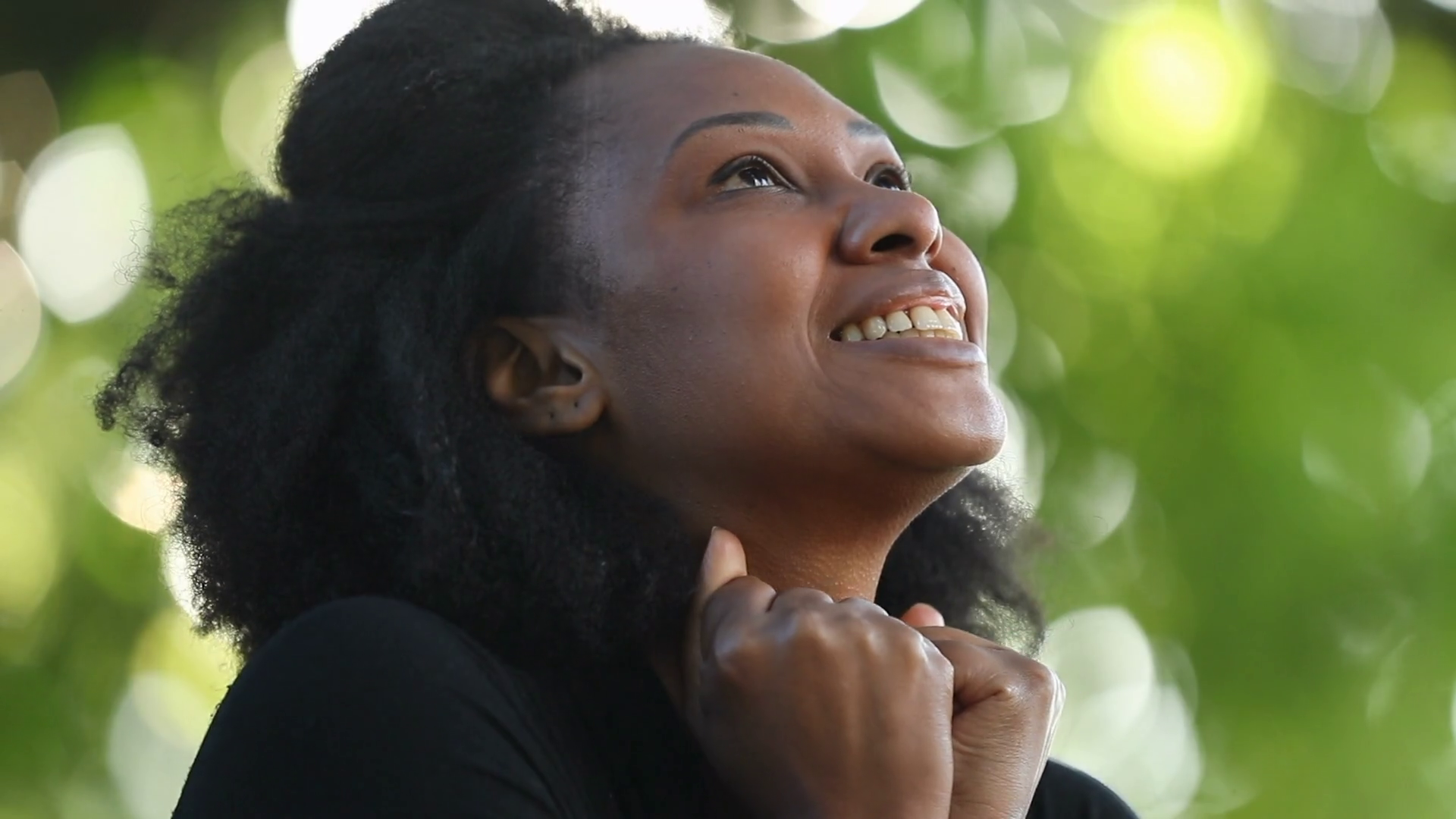 Happy Woman Looking At Sky With Hope Faith Stock Footage SBV-348495813 ...
