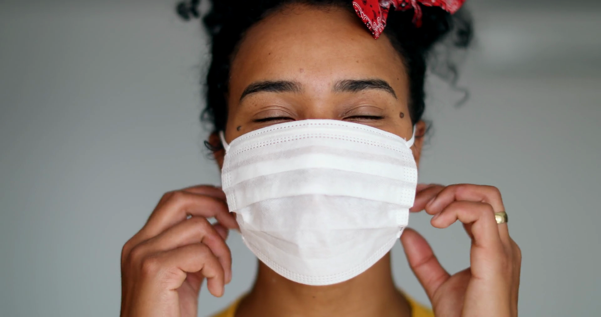 Happy Young Black Woman Taking Off Pandemic Stock Footage SBV-348477944 ...
