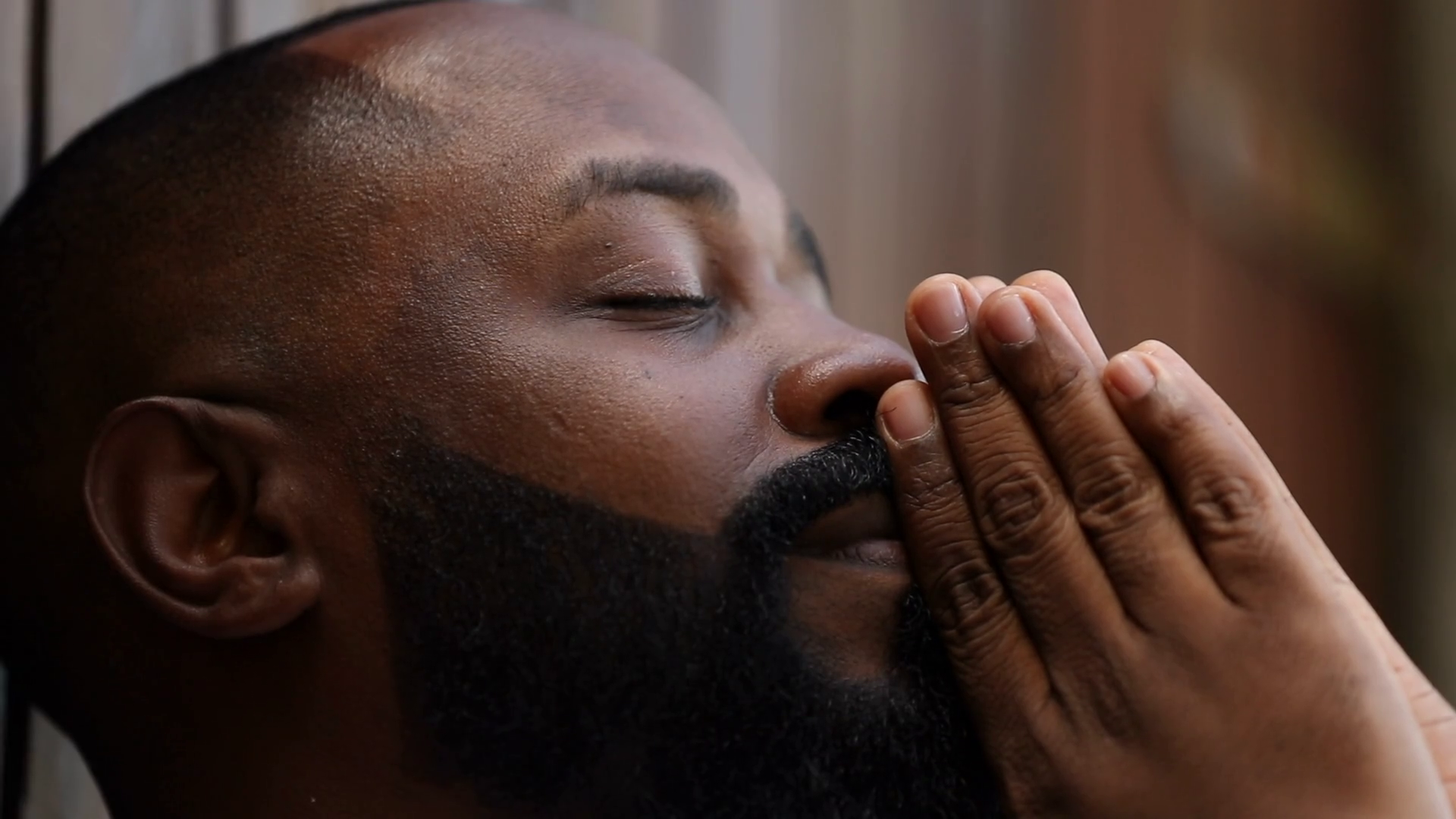 Hopeful African Man Praying To God Portrait Stock Footage SBV-348496676 ...