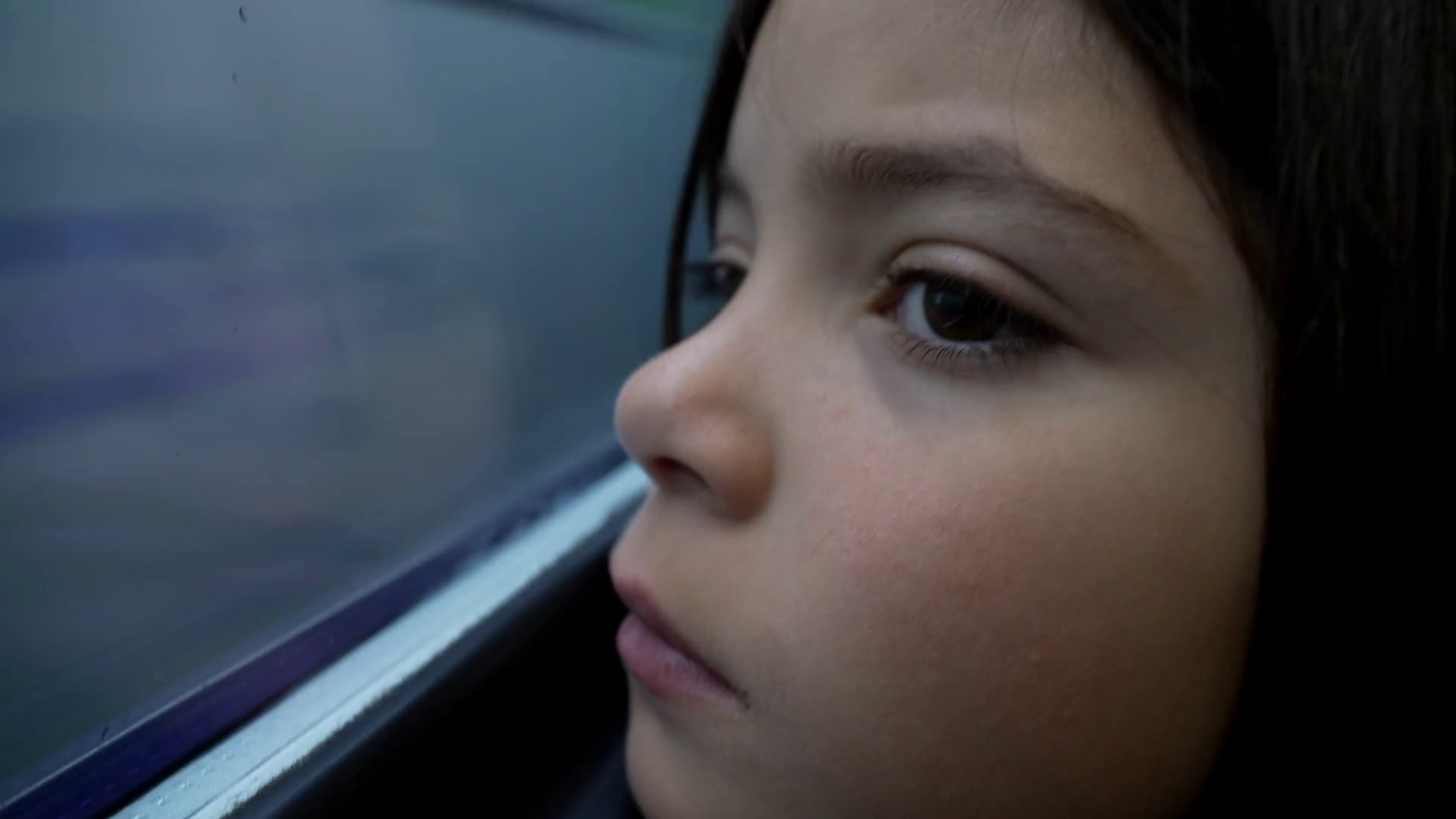 Introspective Child Staring At View Pass Stock Footage SBV-348805549 ...