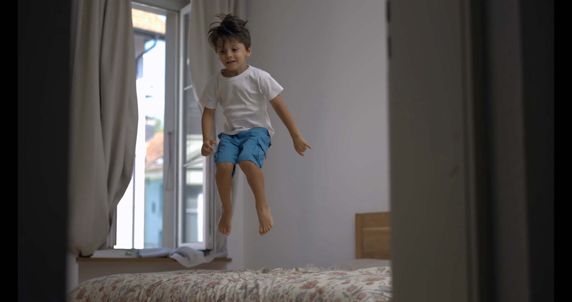 Joyful Child Bouncing On Bed In Super Ultra Stock Footage SBV-348483385 ...