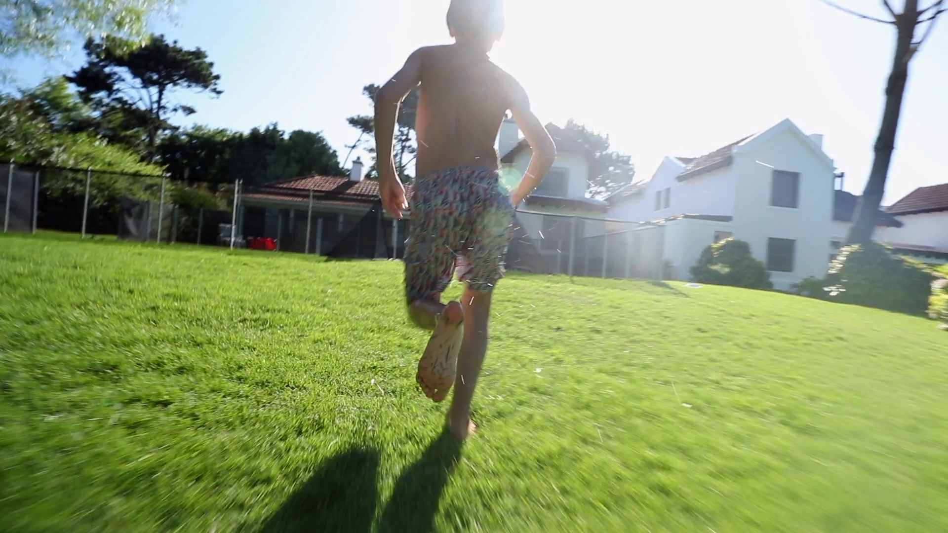 Kid Running Outside Jumping Inside Swimming Stock Footage SBV-352395630 ...