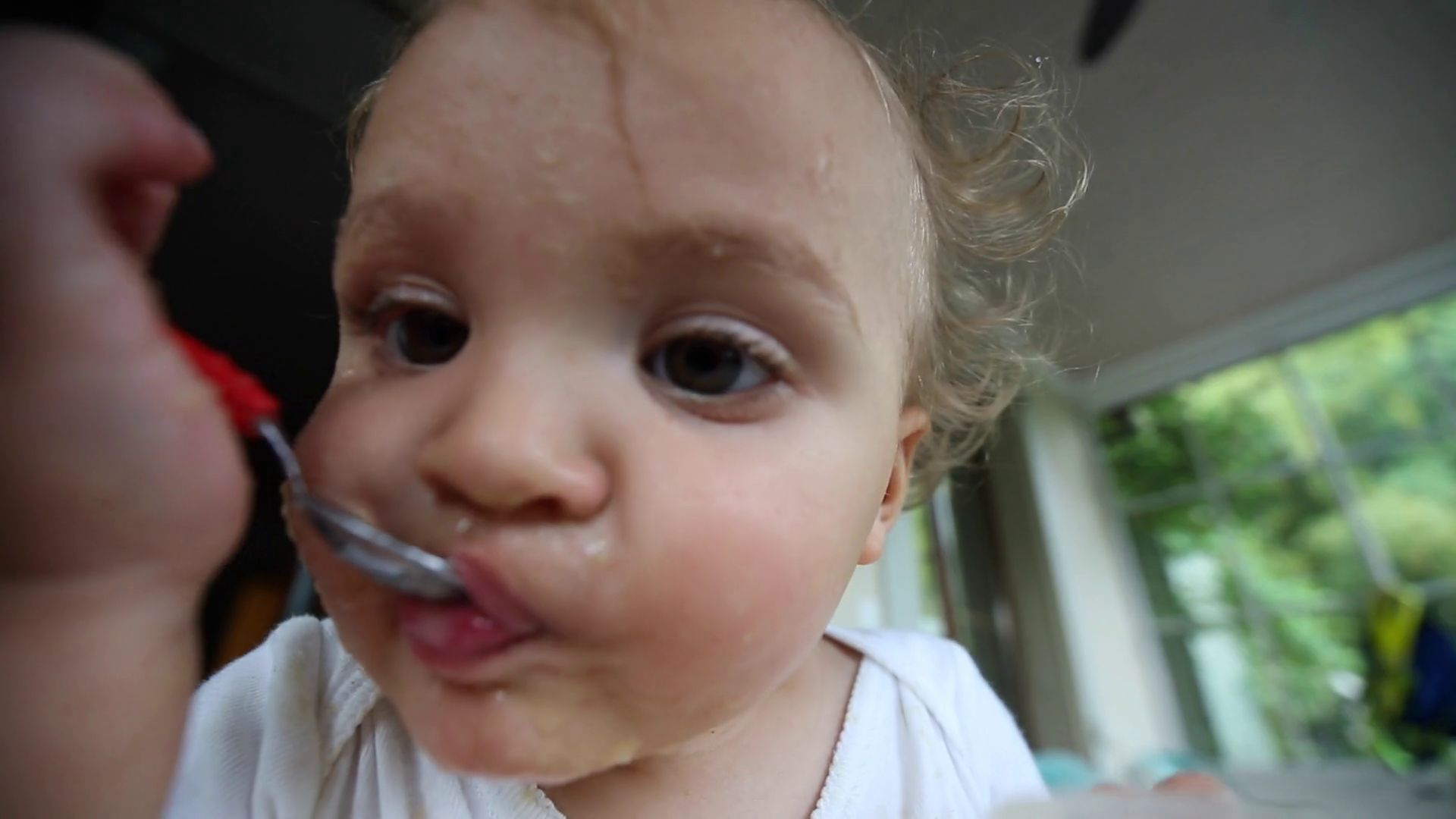 Messy Infant Enjoying Mealtime: Food Stock Footage SBV-348436882 ...