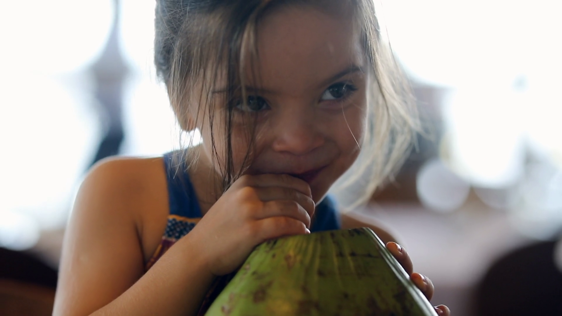 Refreshing Sip: Little Girl Child Relishes Stock Footage SBV-348426701 ...