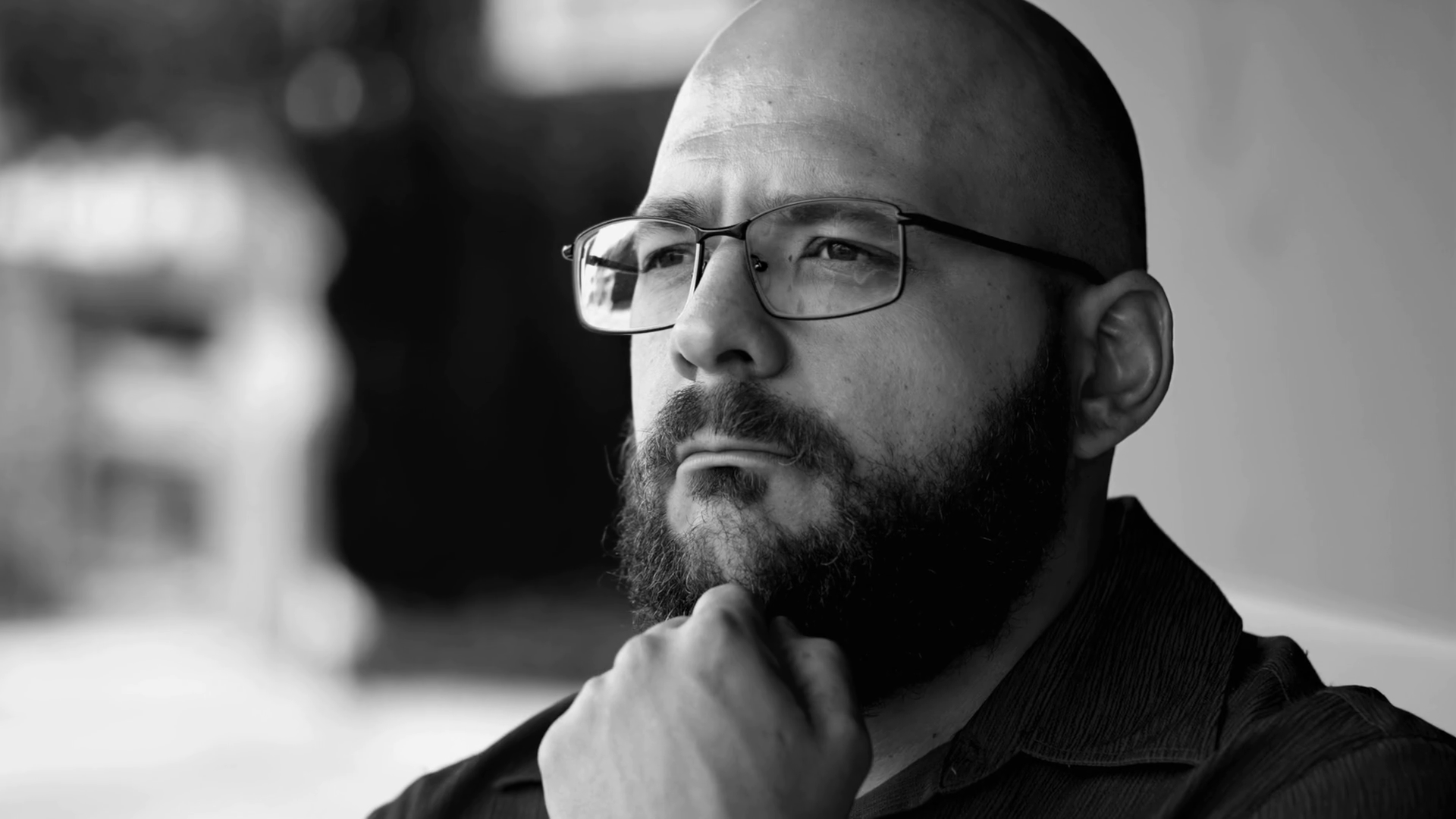 Man In Deep Mental Reflection Touching Beard Stock Footage SBV ...