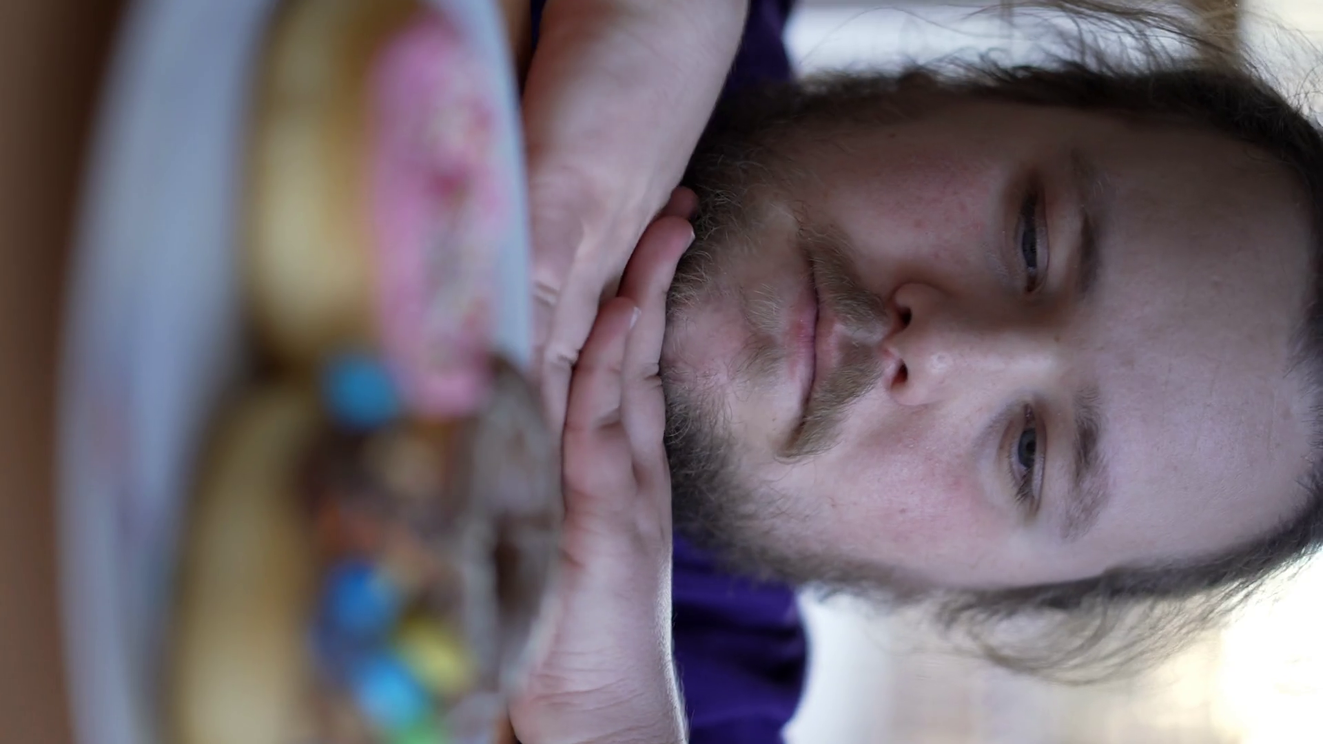 Sweet Temptation: Man With Donuts On Plate - Stock Footage SBV ...