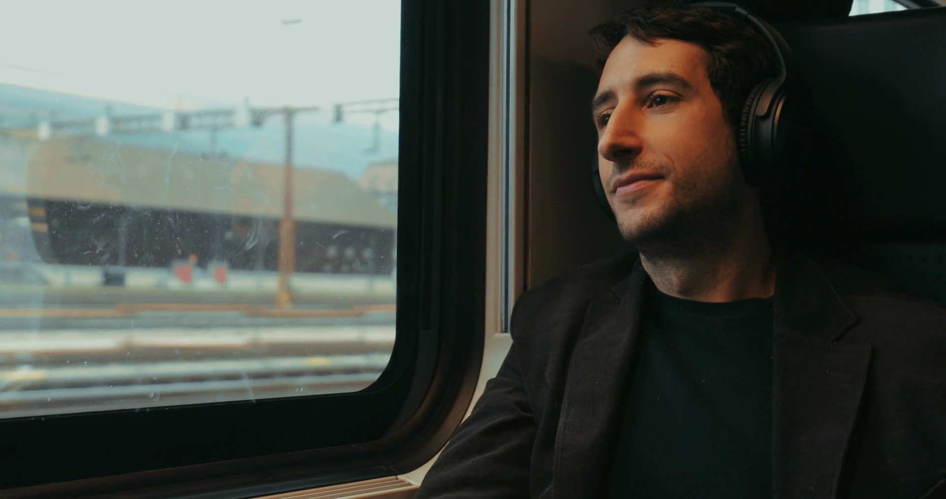 Young Male Passenger In Headphones Traveling Stock Footage SBV ...