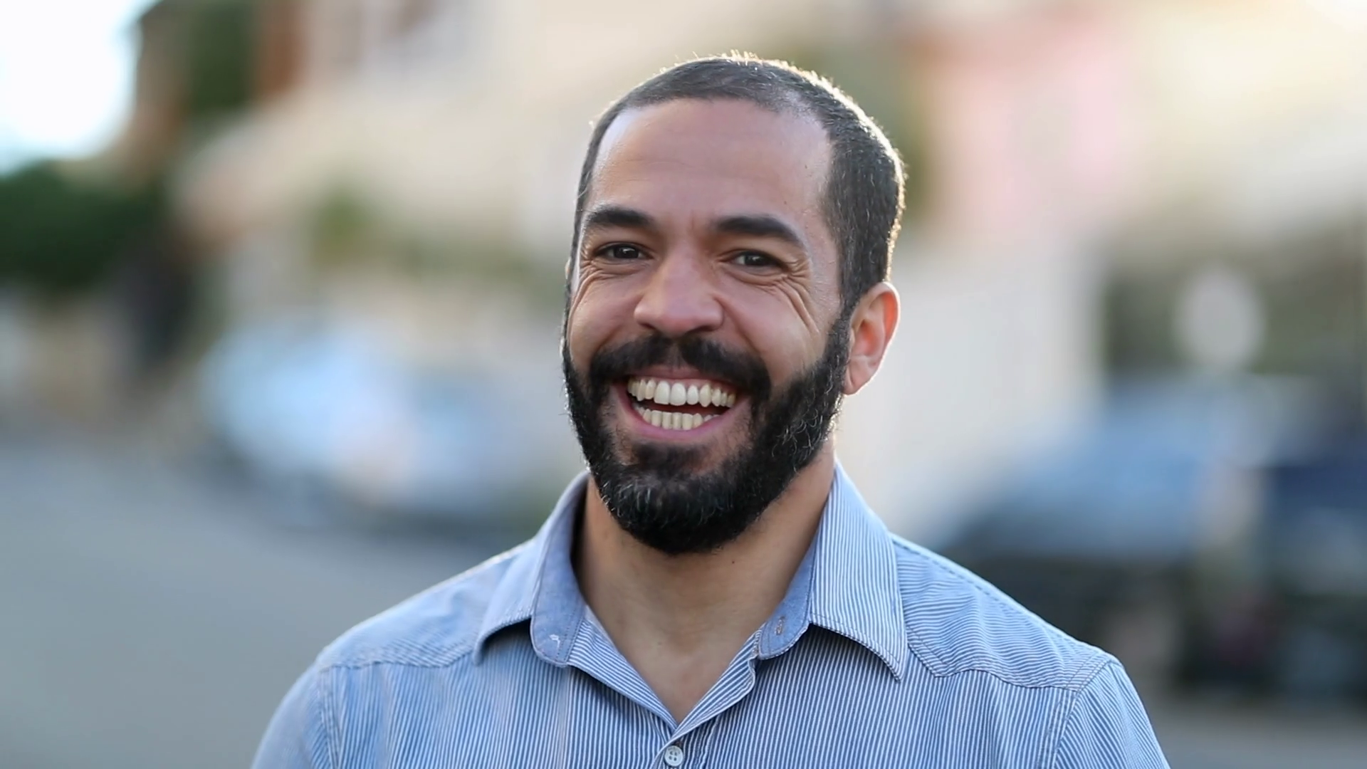 Man Smiling Laughing Outdoors With Lens Stock Footage SBV-348633087 ...