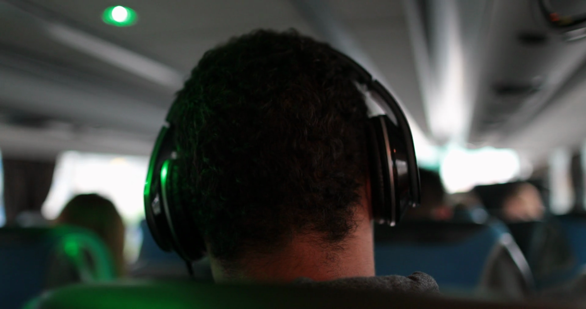 Man Wearing Headphones Traveling Bus Stock Footage SBV-348548305 ...
