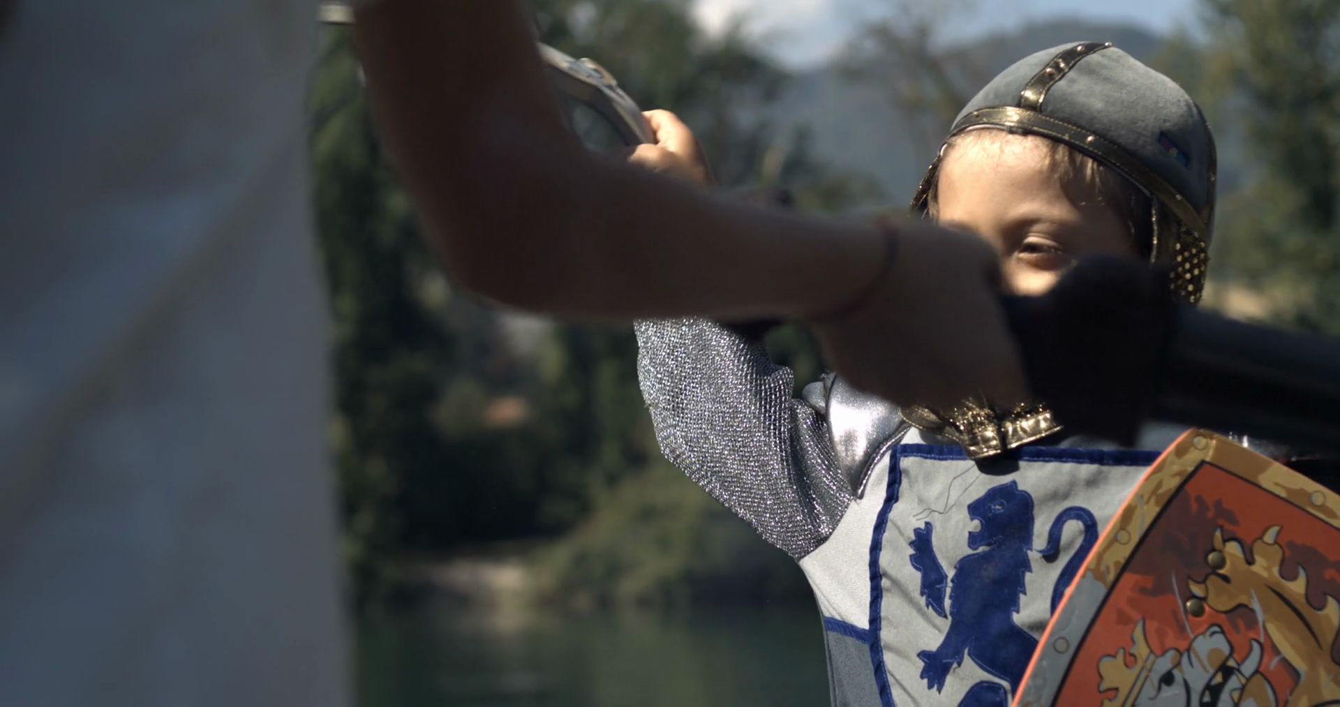 Medieval Lad In Armor Wielding Blade Stock Footage SBV-348484910 ...