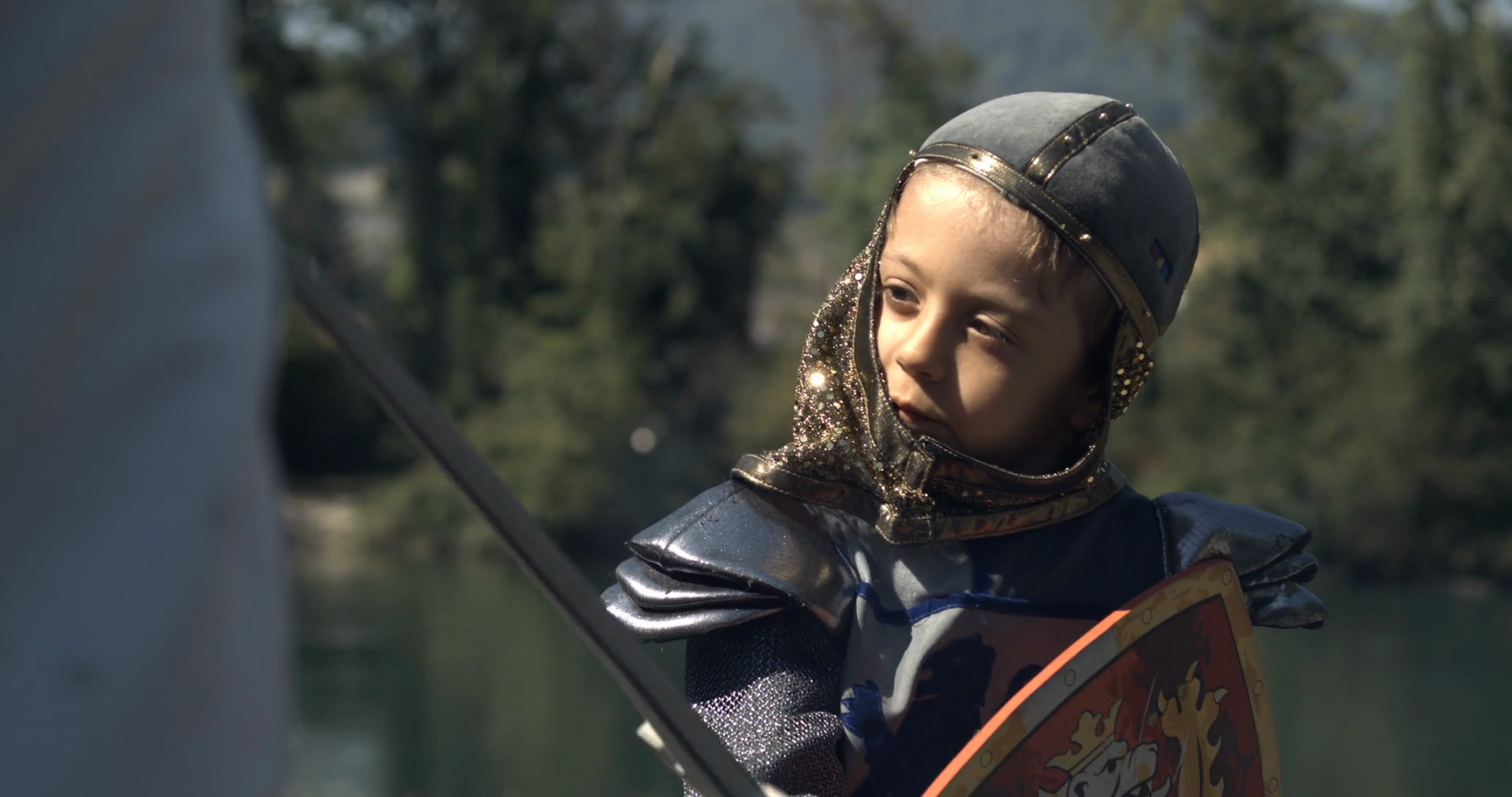 Medieval Lad In Armor Wielding Blade Stock Footage SBV-348484910 ...