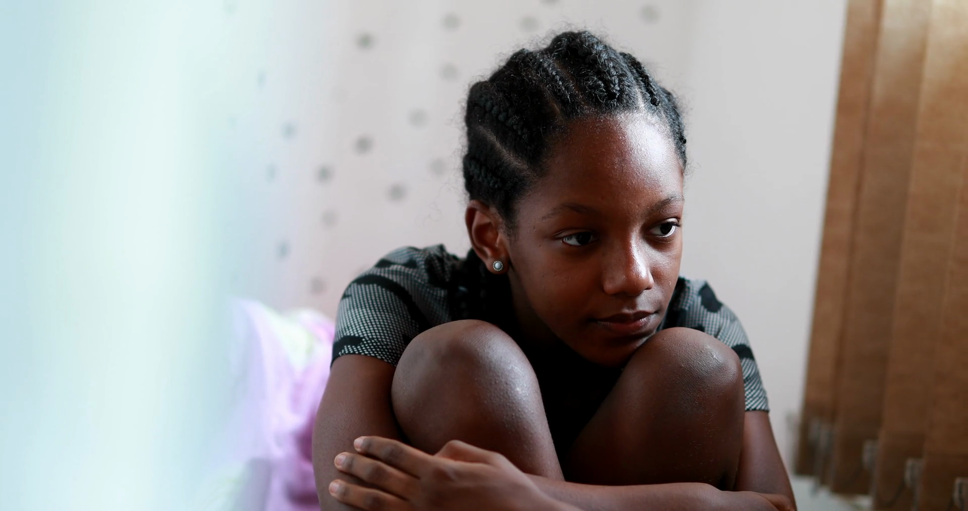 Melancholical Sad Girl Black Teenager Stock Footage SBV-348852445 ...