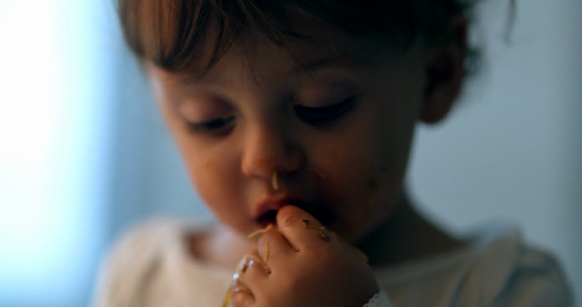Messy Baby Eating With Hand Dirty Infant Stock Footage SBV-348551270 ...