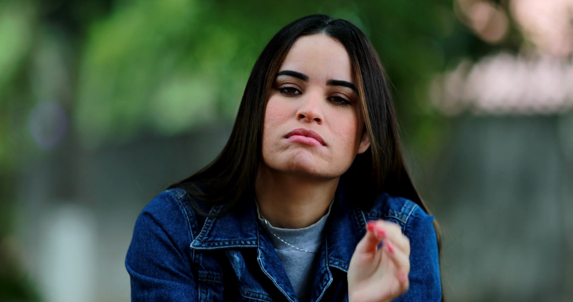 Millennial Woman Posing At Camera Outside Stock Footage SBV-348687230 ...