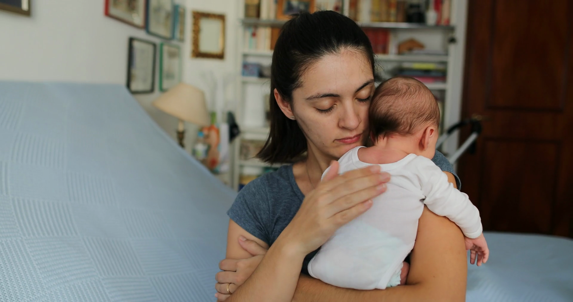 Calming Hiccups: Mother's Care Newborn Baby Stock Footage SBV-348430710 ...