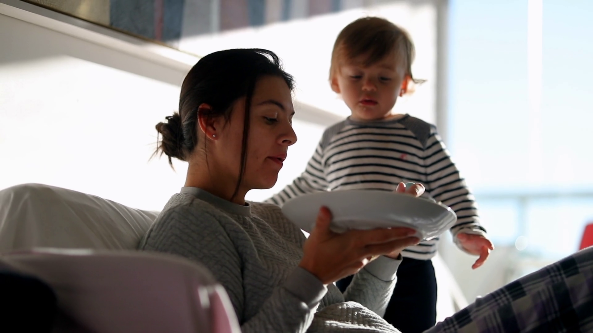 Mother Baby In Morning Eating Breakfast Stock Footage SBV-348550087 ...
