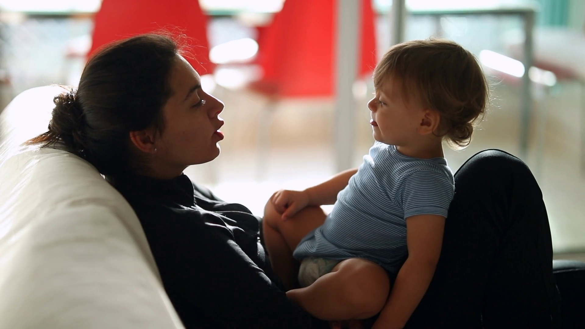 Mother Baby Interaction Doing Funny Faces Stock Footage SBV-348692971 ...