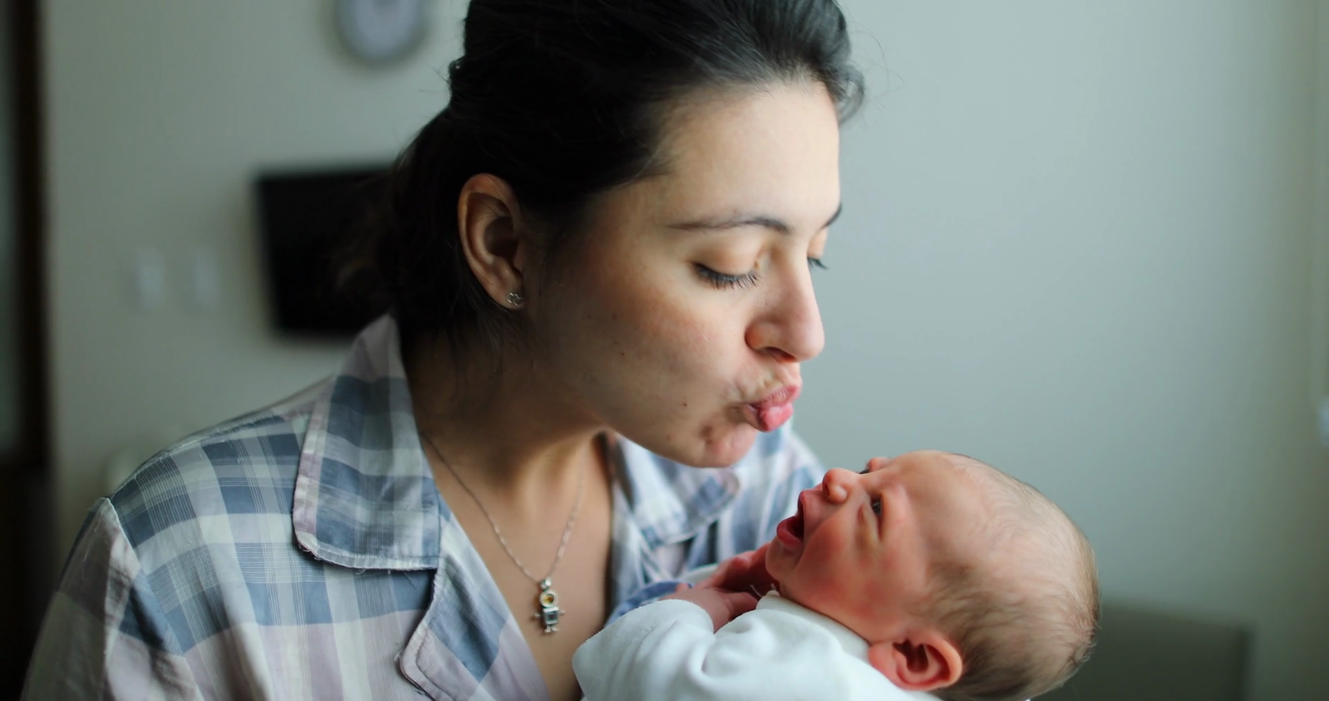 Maternal Affection: Mom's Loving Kisses To Stock Footage SBV-348432172 ...