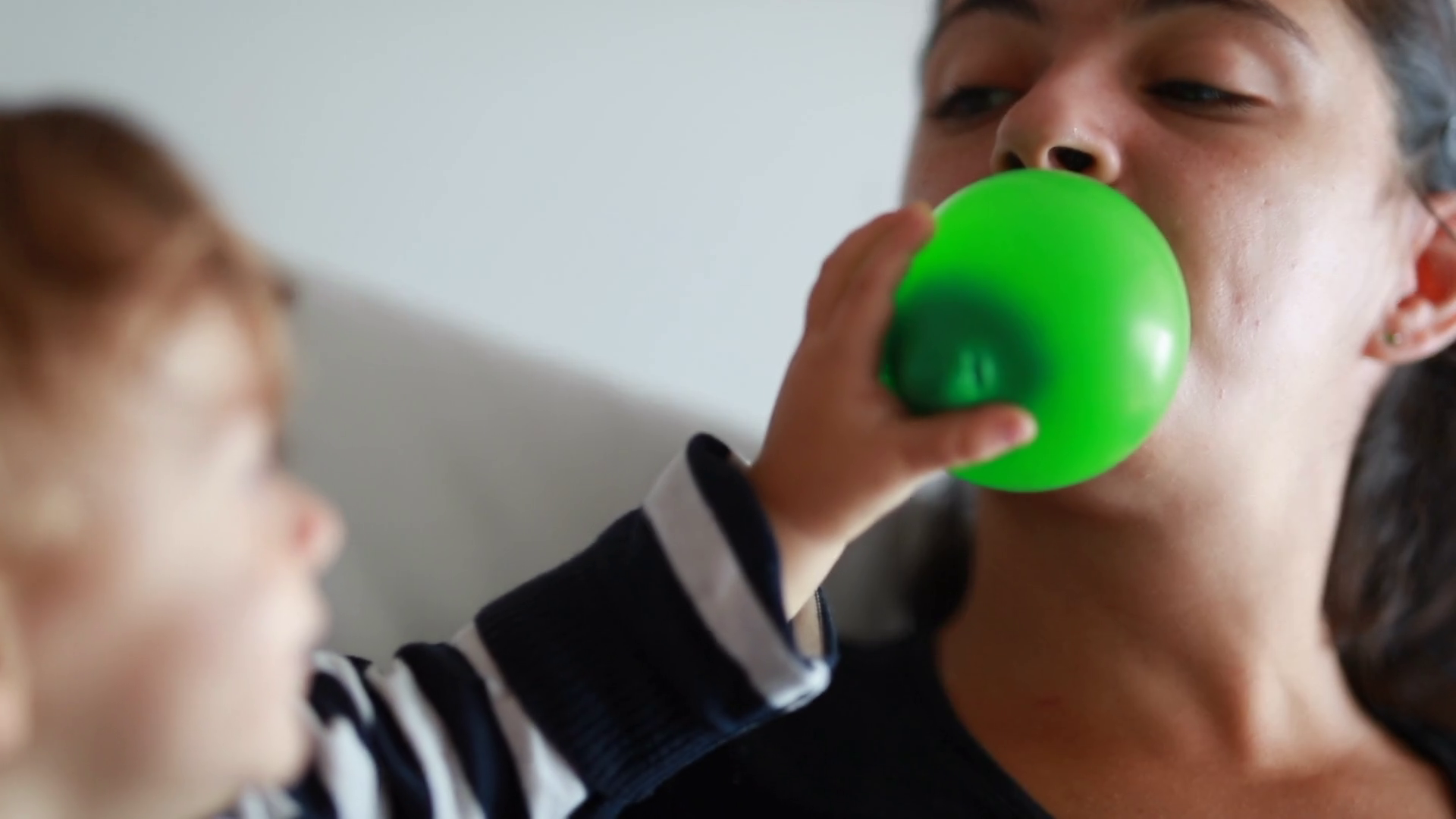 Mother Playing With Child Mom Deflating Stock Footage SBV-348547017 ...