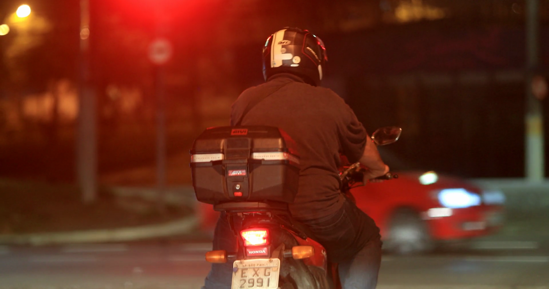 Motorcycle Rider Waiting At Red Light 2 Stock Footage SBV-348481276 ...