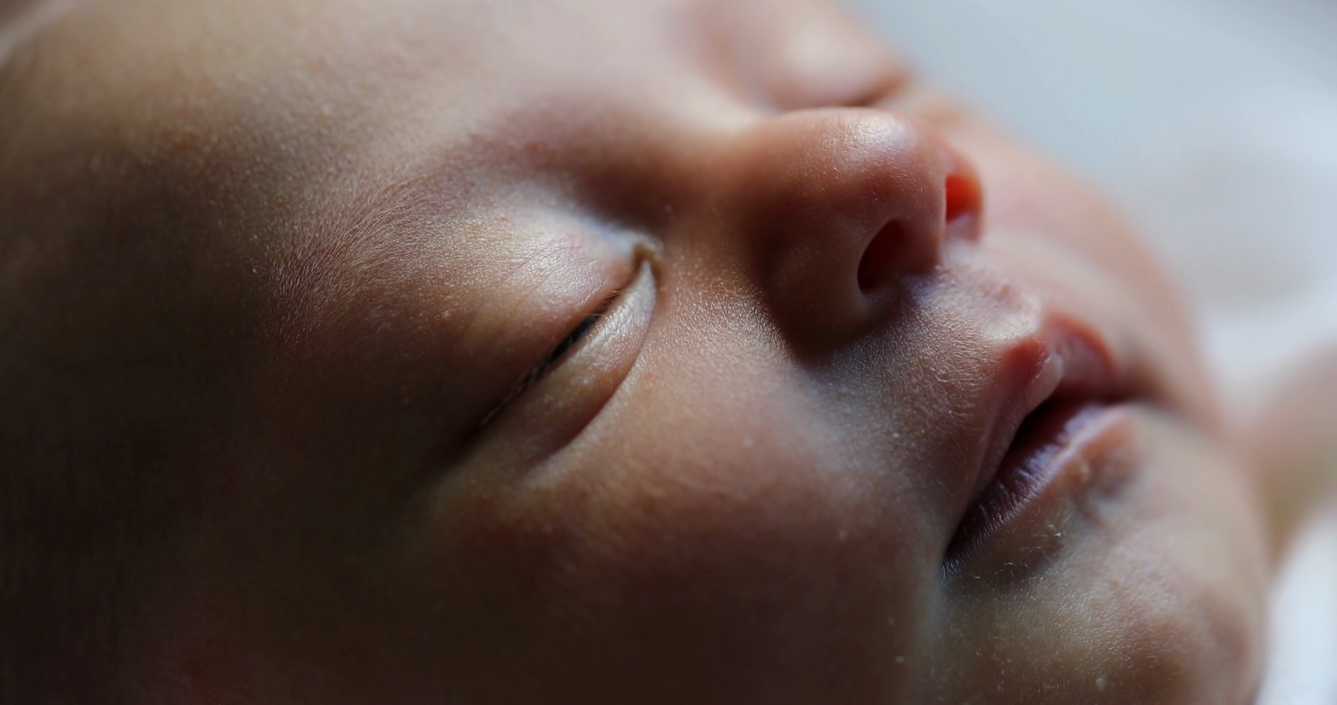 Macro Close-up Of Newborn Baby's Face On Stock Footage SBV-348432495 ...