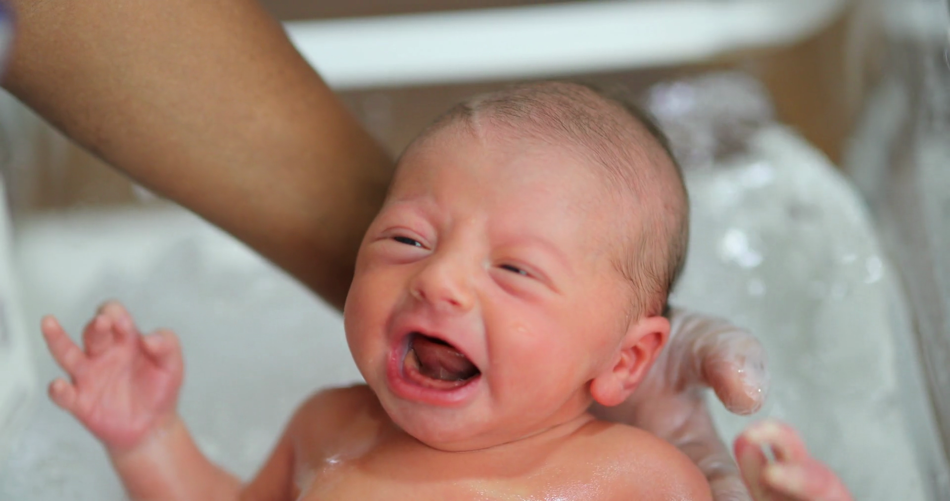 First Bath Moments: Newborn Infant's Stock Footage SBV-348432589 ...