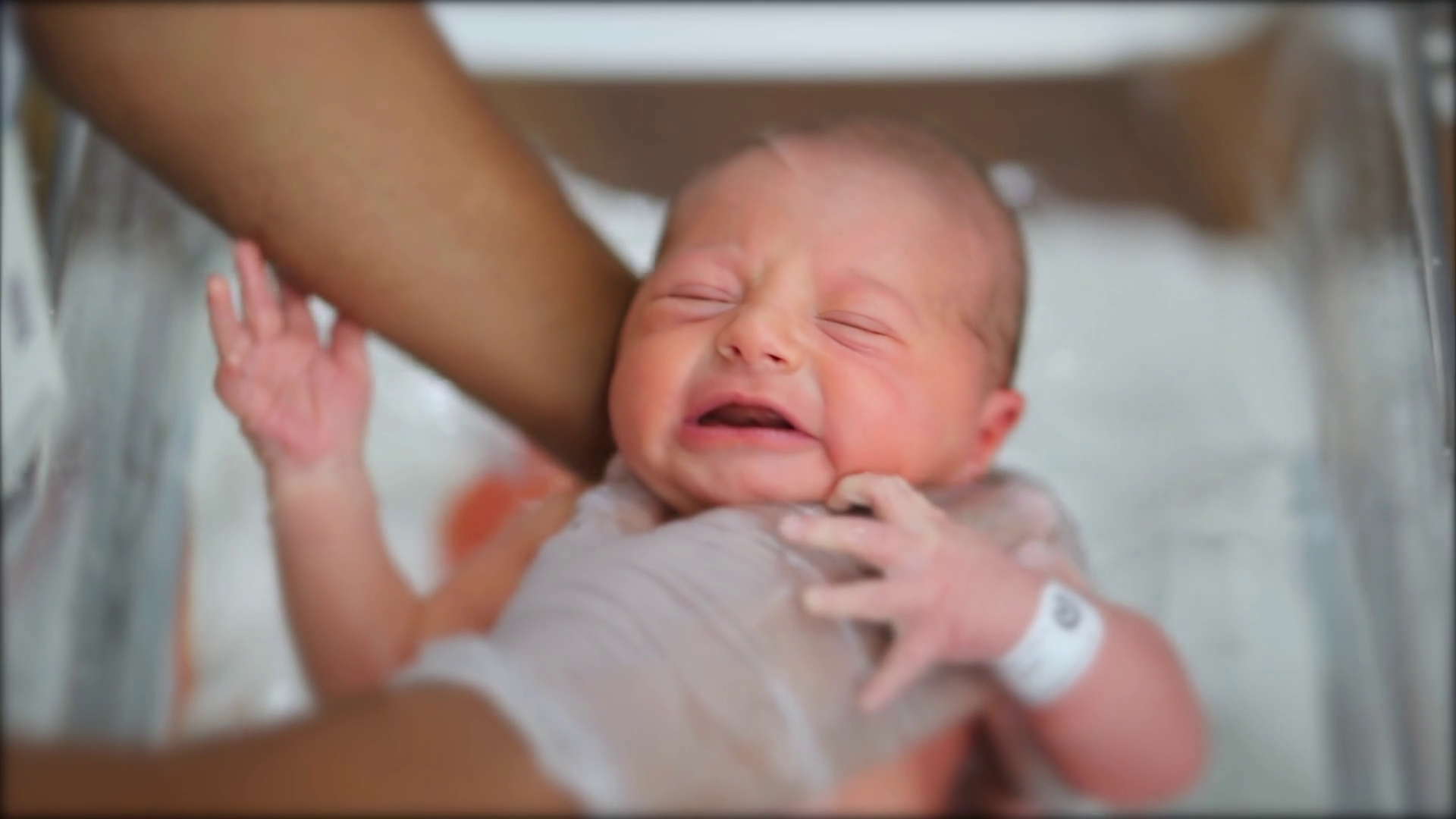Bathing Beginnings: Newborn Infant Baby's Stock Footage SBV-348433145 ...