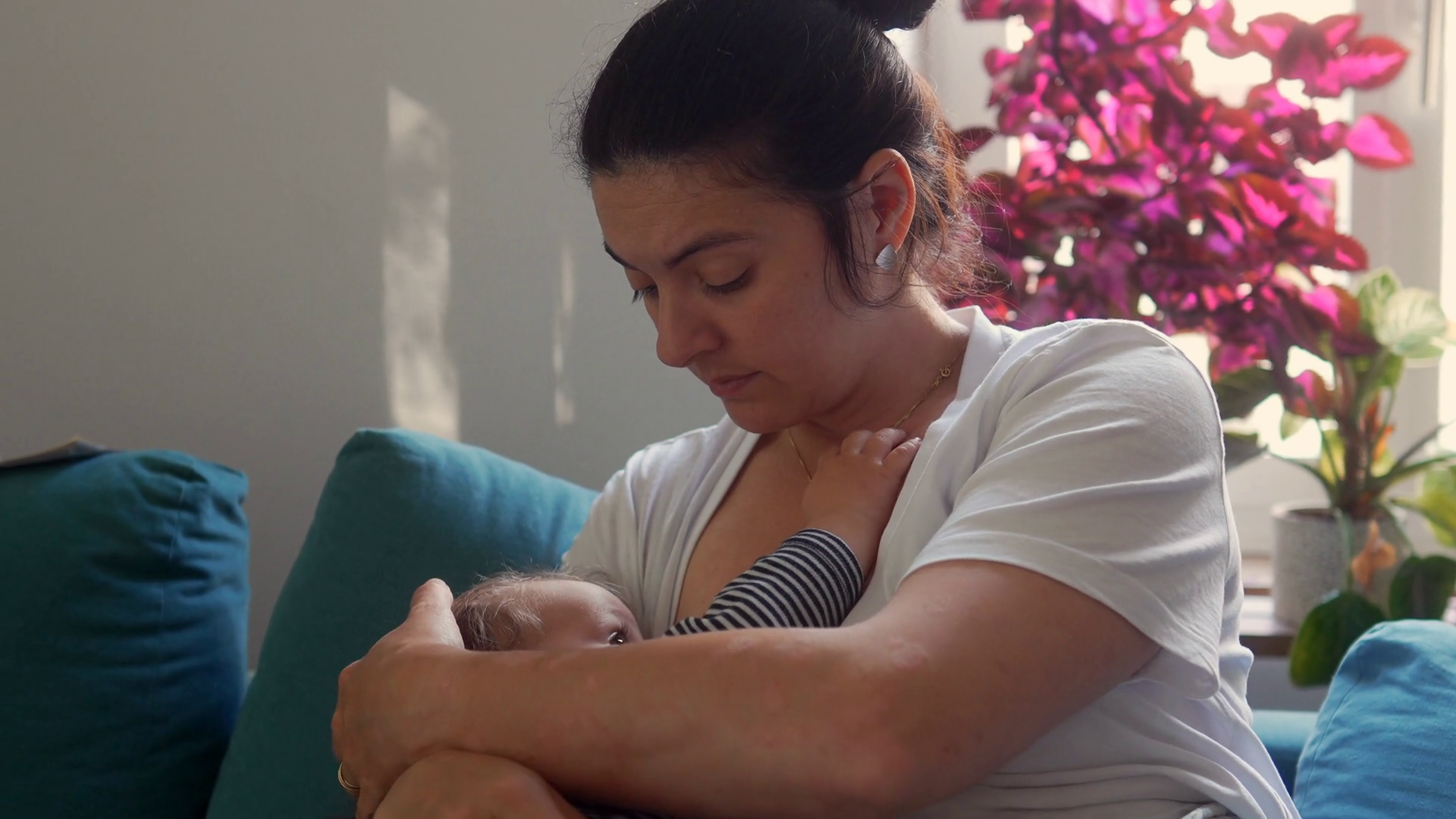 Mother Gently Caressing Baby Breastfeeding Stock Footage SBV-353253171 ...