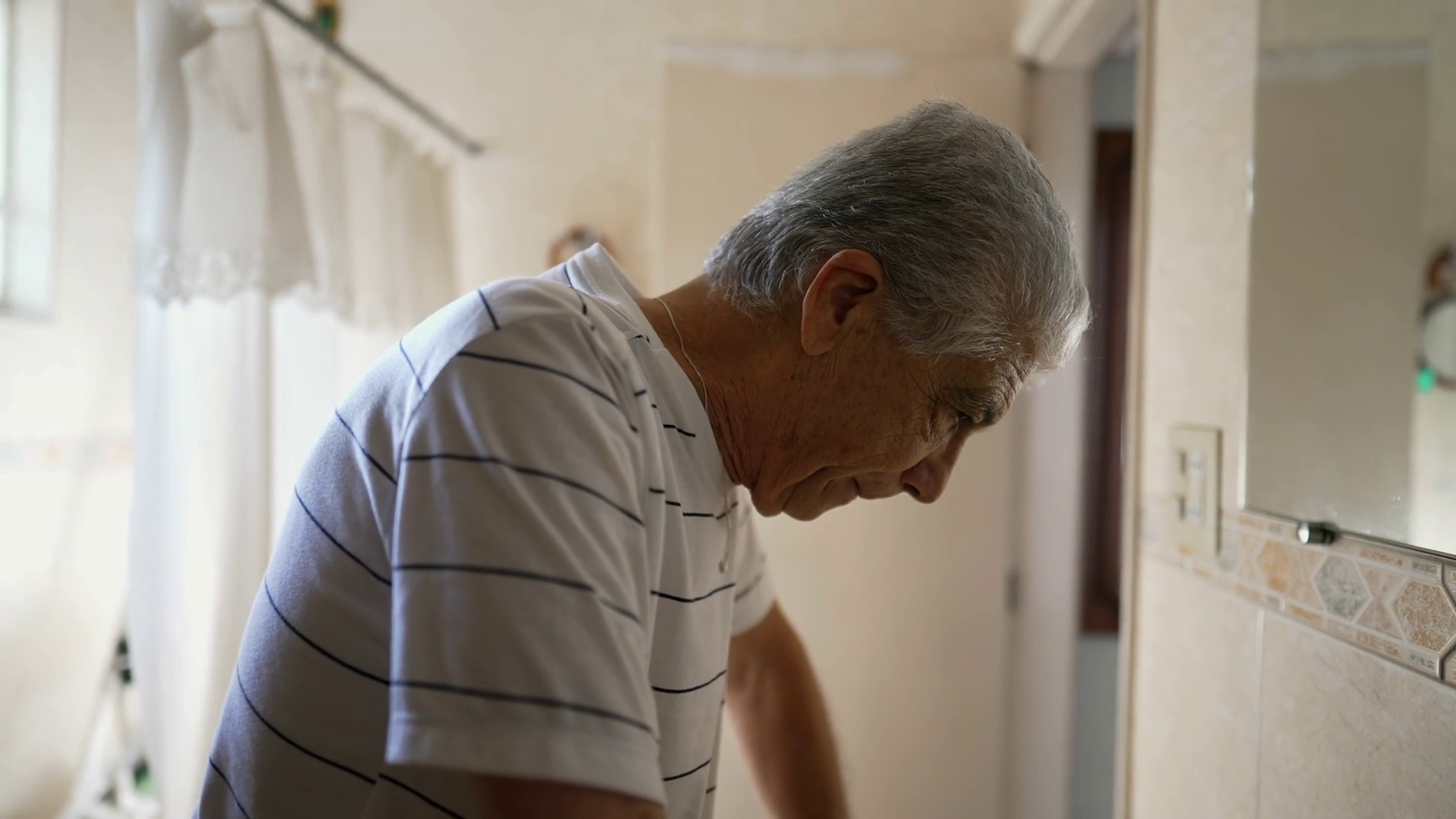 Reflective Aging: Elderly Caucasian Man Stock Footage SBV-348397999 ...