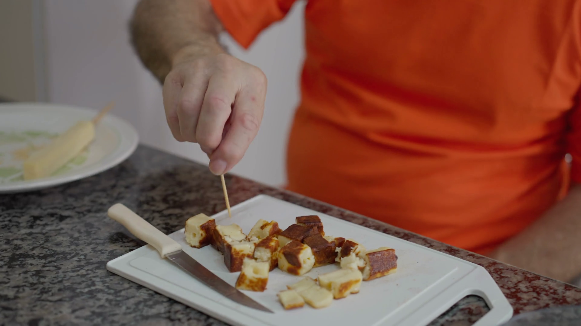 Older Man Eating Cheese With Toothpick Stock Footage SBV-348511034 ...