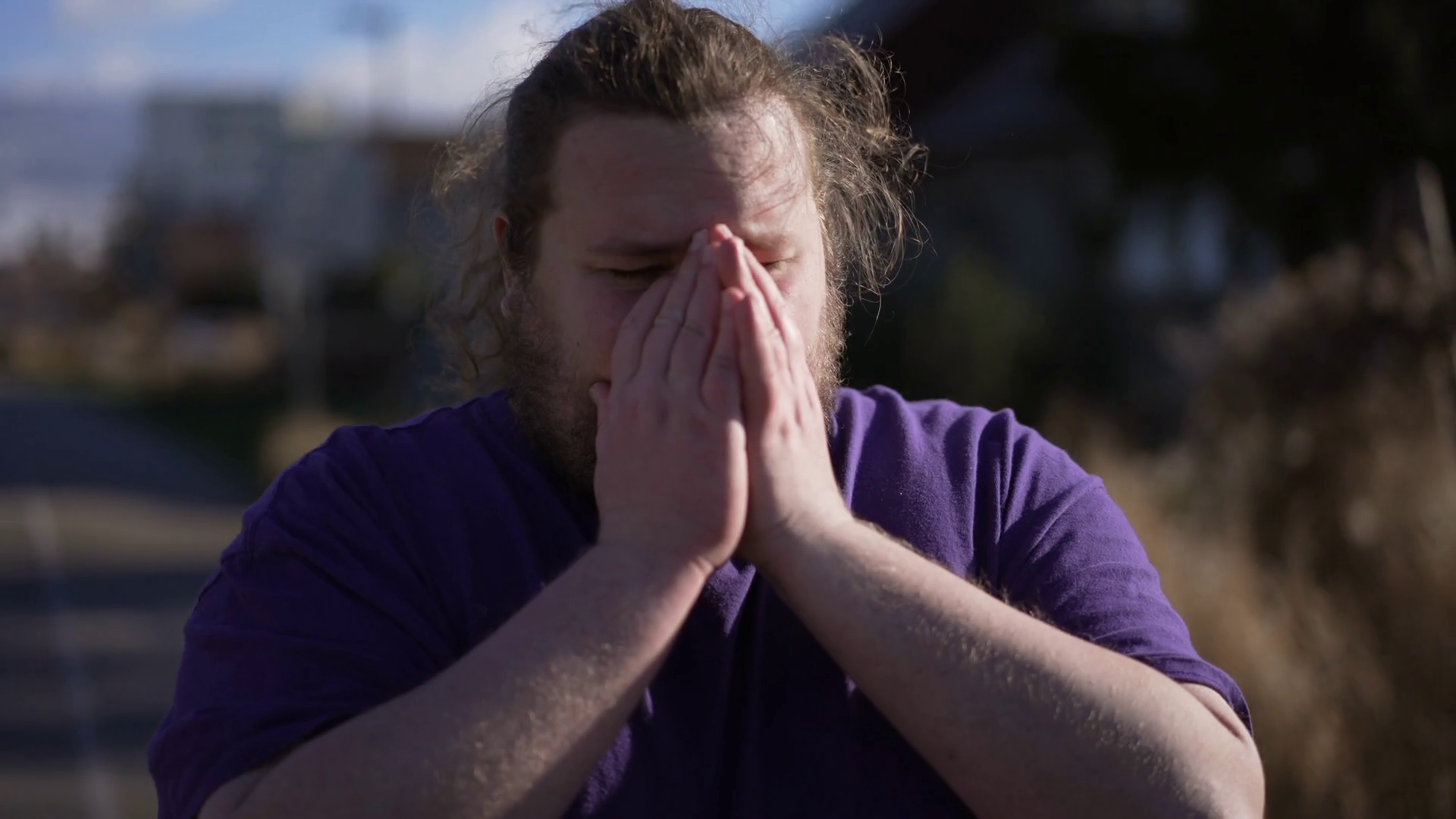 Outdoor Distress: Unhappy Overweight Man Stock Footage SBV-348438021 ...