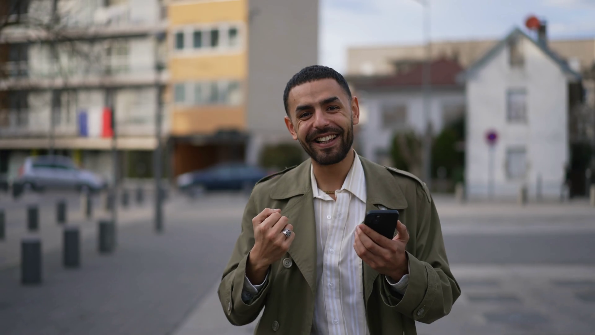 One Arab Man Celebrating Success Standing In Stock Footage SBV ...