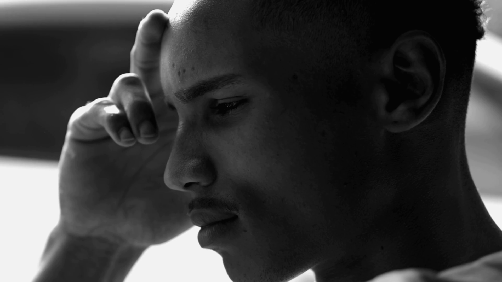 One Contemplative Young Black Man Gazing At Stock Footage SBV-348476281 ...