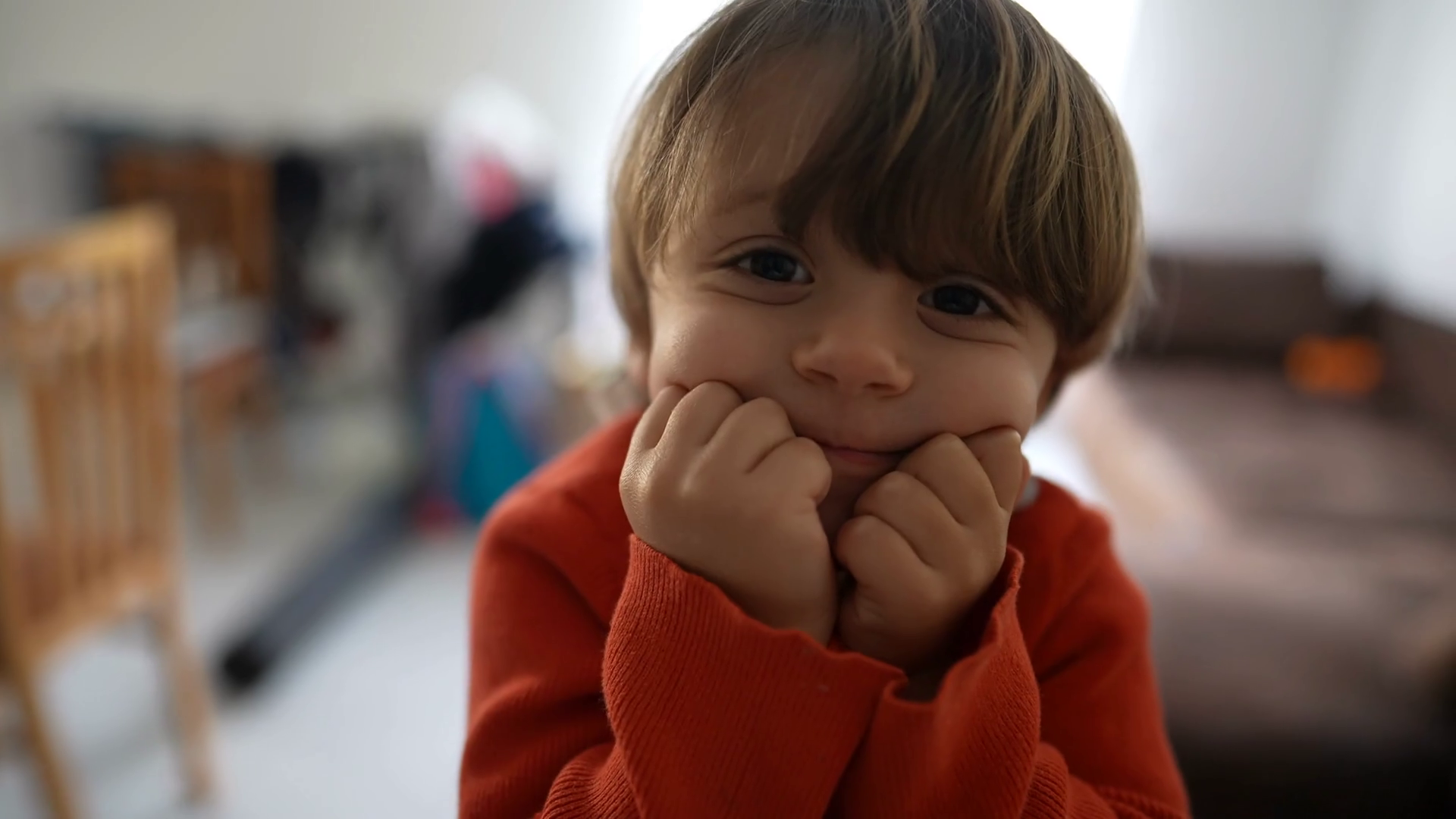 One Little Boy Portrait Face Closeup Smiling Stock Footage SBV ...
