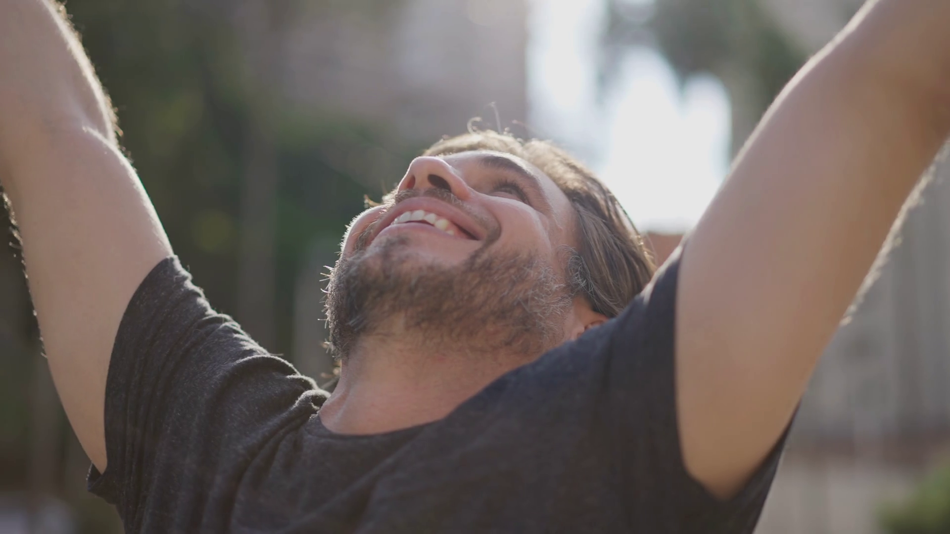 One Ecstatic Young Man With Arms Raised Stock Footage SBV-348492431 ...