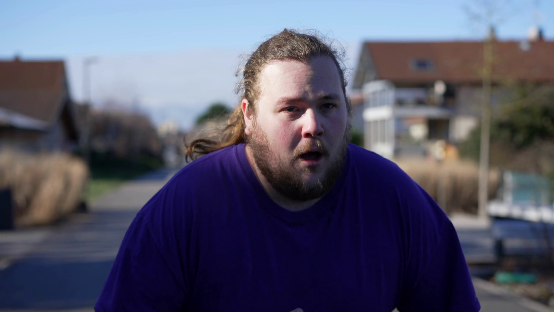 Overweight Young Man Grasping Chest Outside Stock Footage SBV-348438120 ...