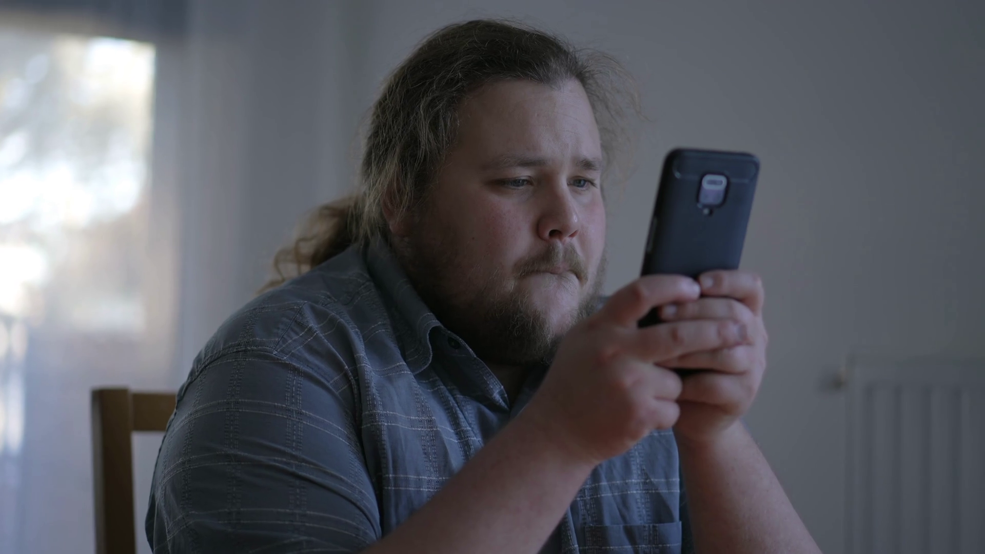 One Focused Overweight Man Reading Reading Stock Footage SBV-348672049 ...