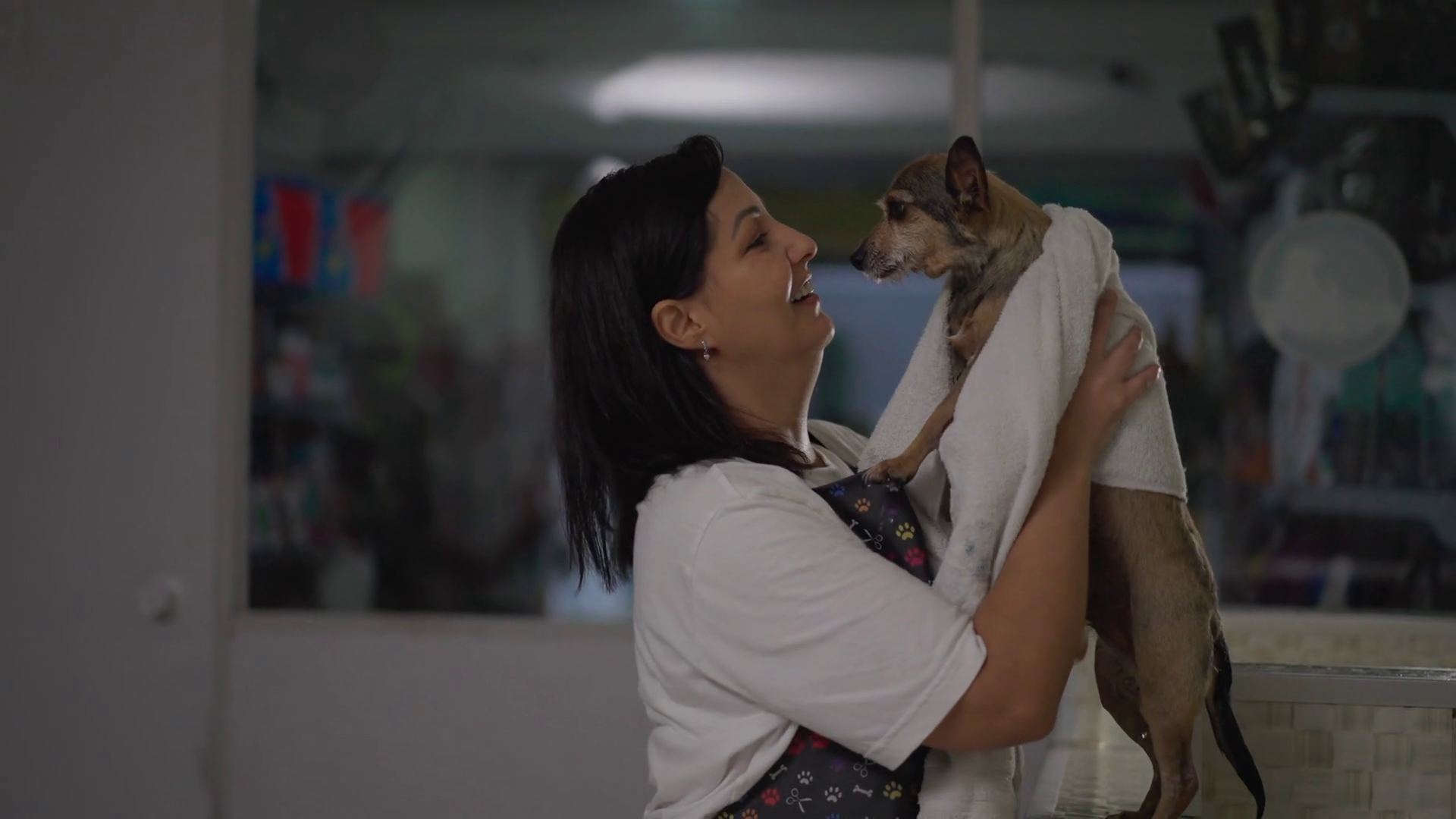 Joyful Pet Care: Female Employee Tenderly Stock Footage SBV-348393284 ...