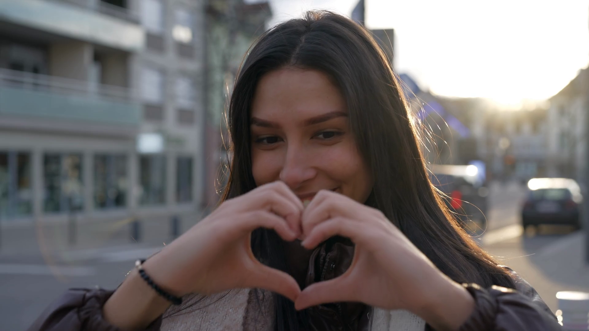 One Happy Young Woman Doing Heart Symbol Stock Footage SBV-348725273 ...