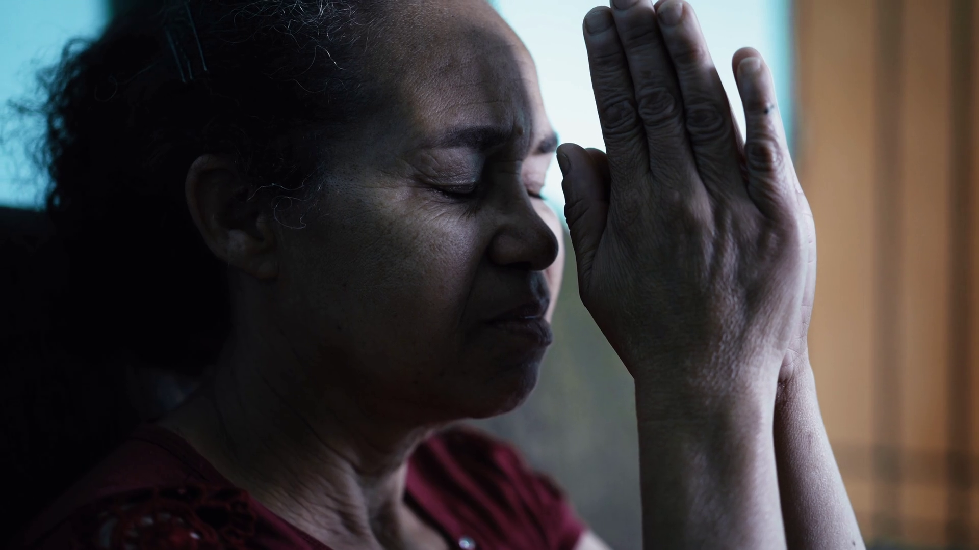 One Hispanic Senior Woman Praying To God Stock Footage SBV-348770739 ...