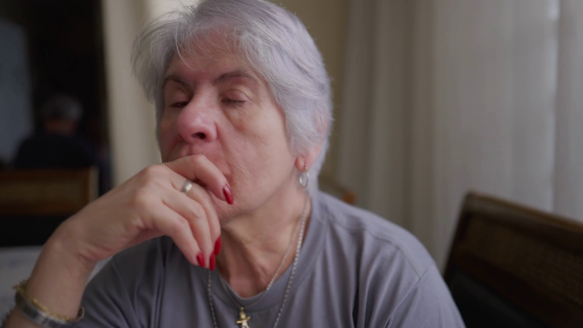 One Meditative Senior Woman Pondering Stock Footage SBV-348511423 ...