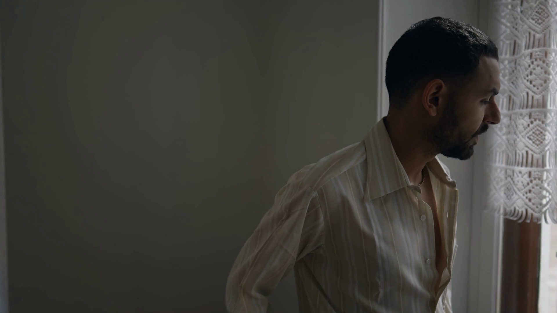 One Pensive Young Arab Man Standing Window Stock Footage SBV-348731932 ...