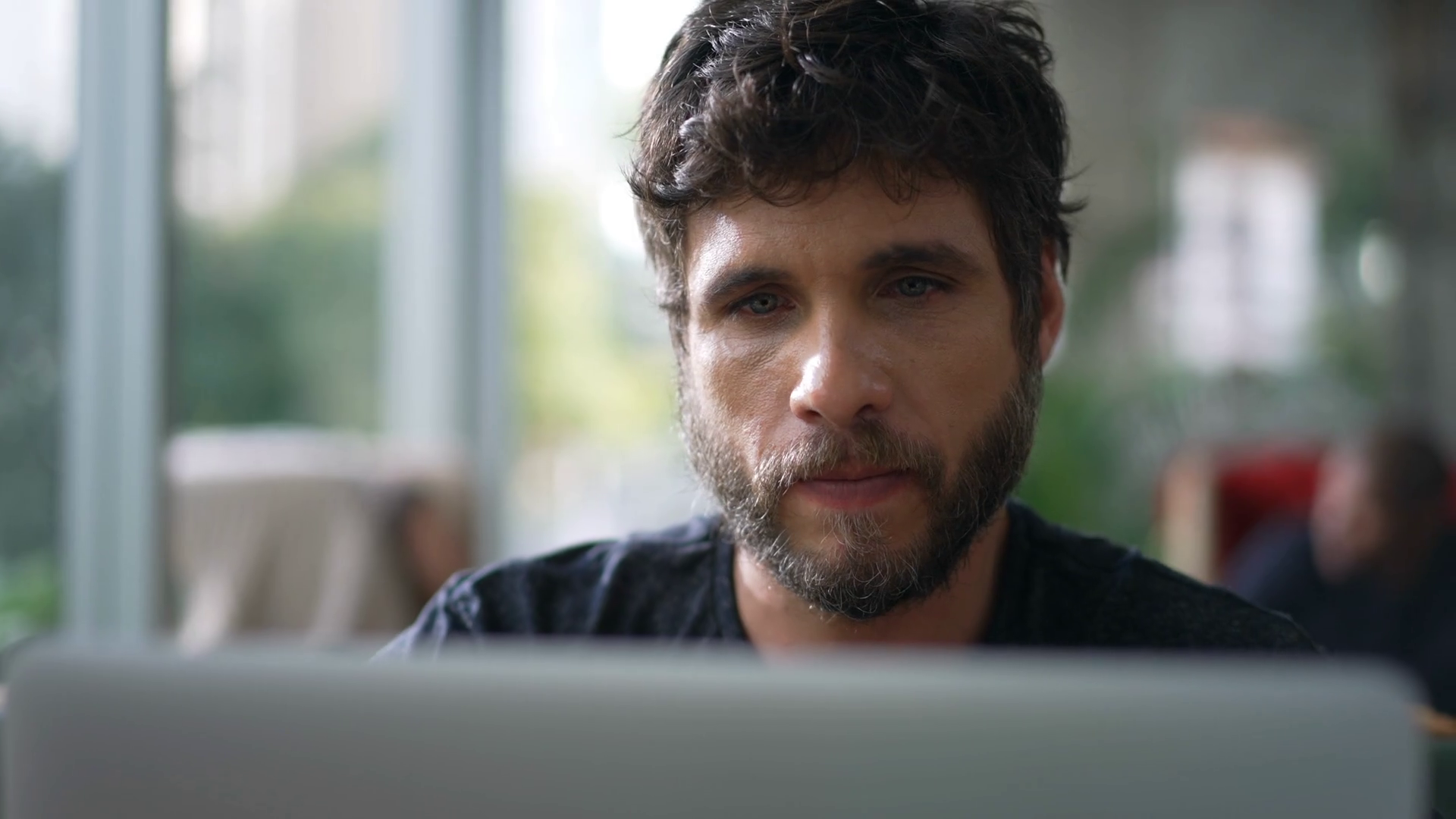 Café Reflection: Thoughtful Man Ponders Stock Footage SBV-348406587 ...