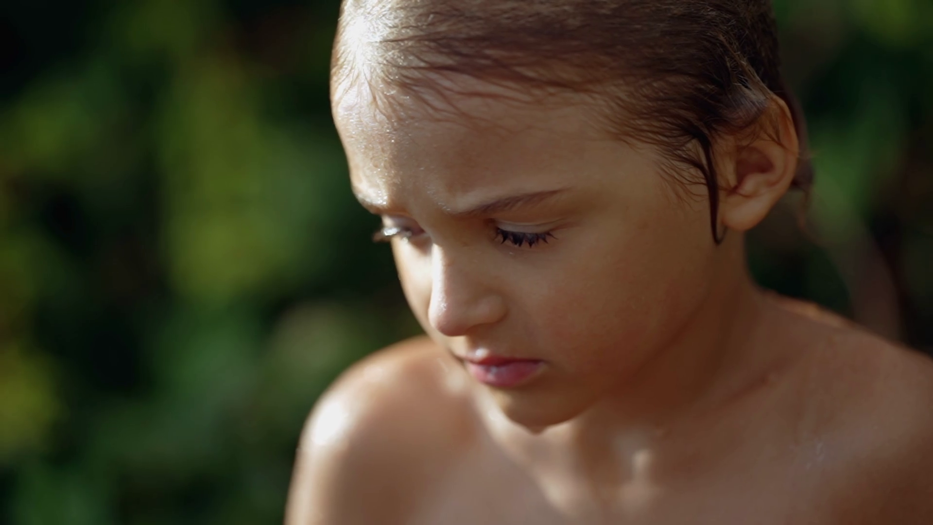 One Wet Little Boy Closeup Face Dries In Sun Stock Footage SBV ...