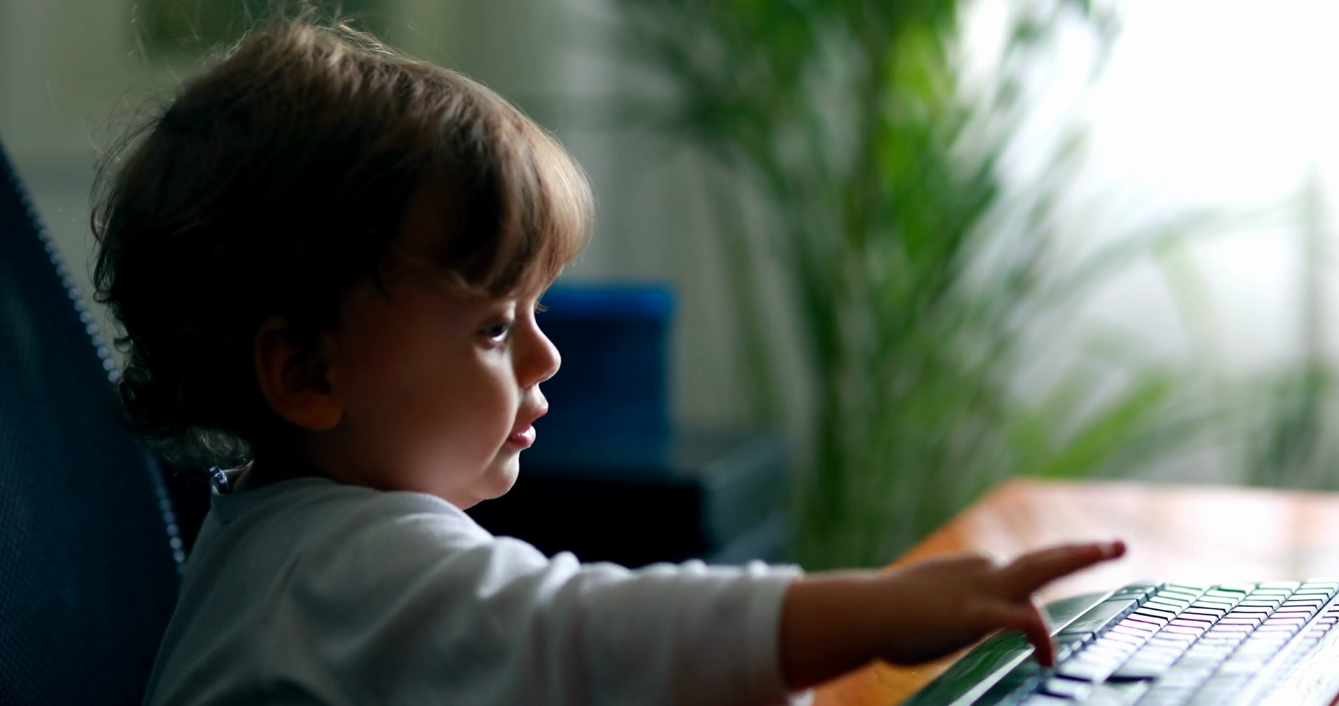 One Year Old Baby In Front Of Computer Stock Footage SBV-348550117 ...