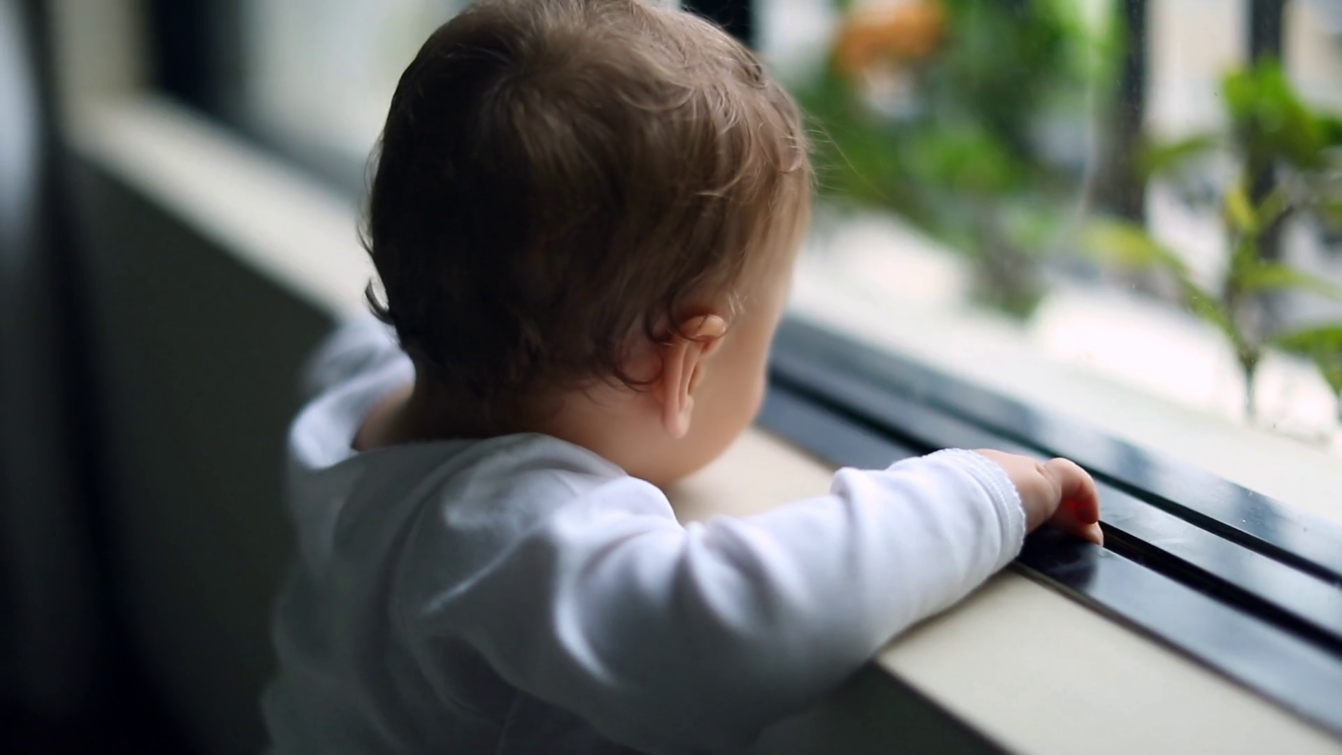 One Year Old Baby Standing Home Window Stock Footage SBV-348536689 ...