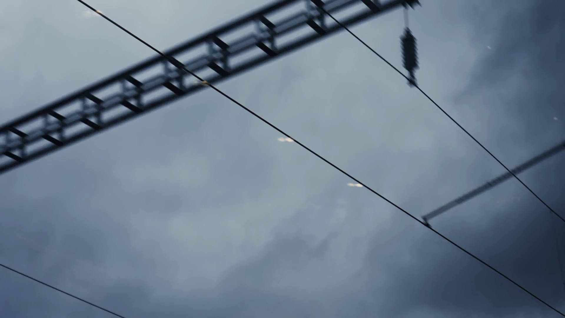 Passenger View Of Wires From Moving Train Stock Footage SBV-348894688 ...